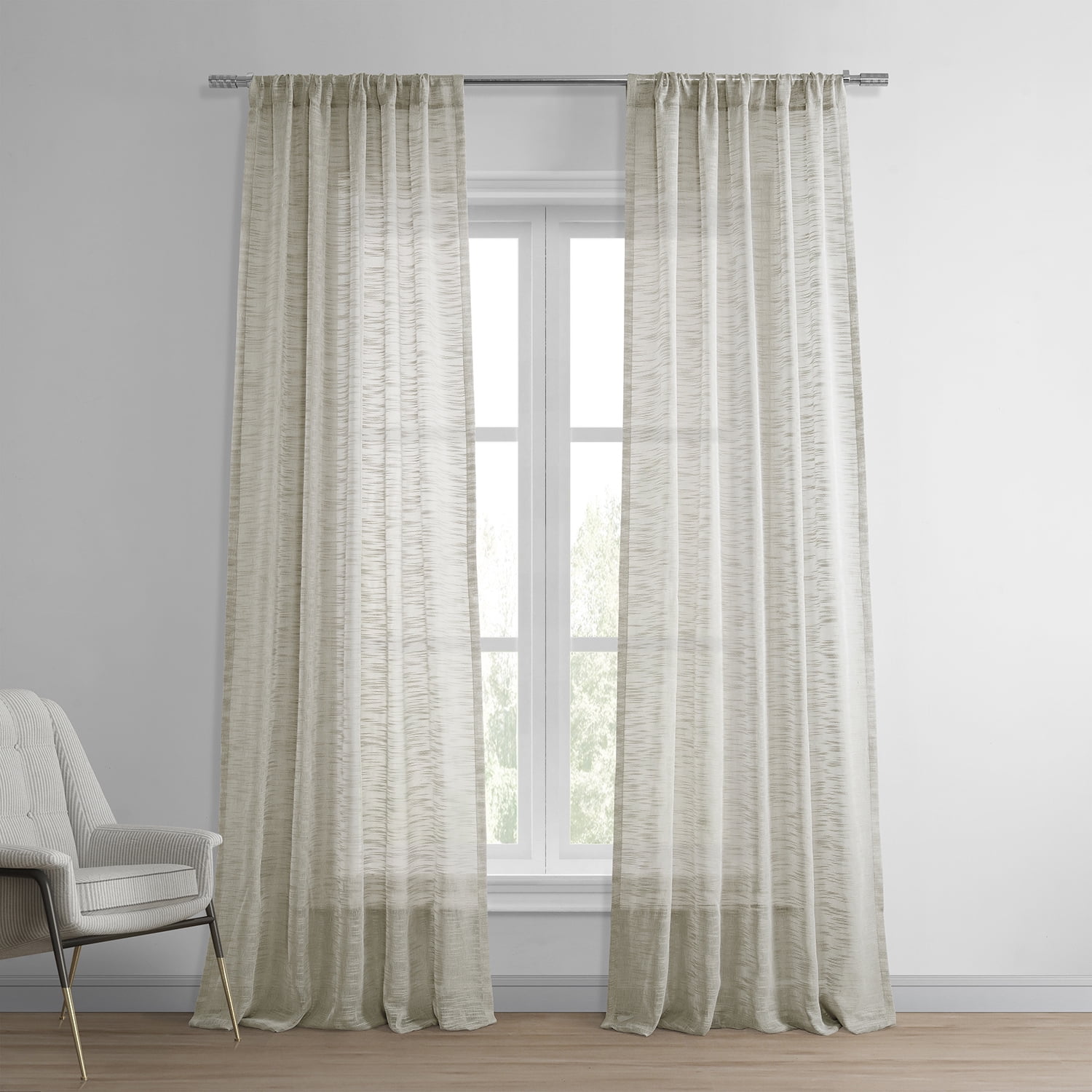 Open Weave Natural Linen Sheer Curtain (1 Panel), Open Weave Natural ...