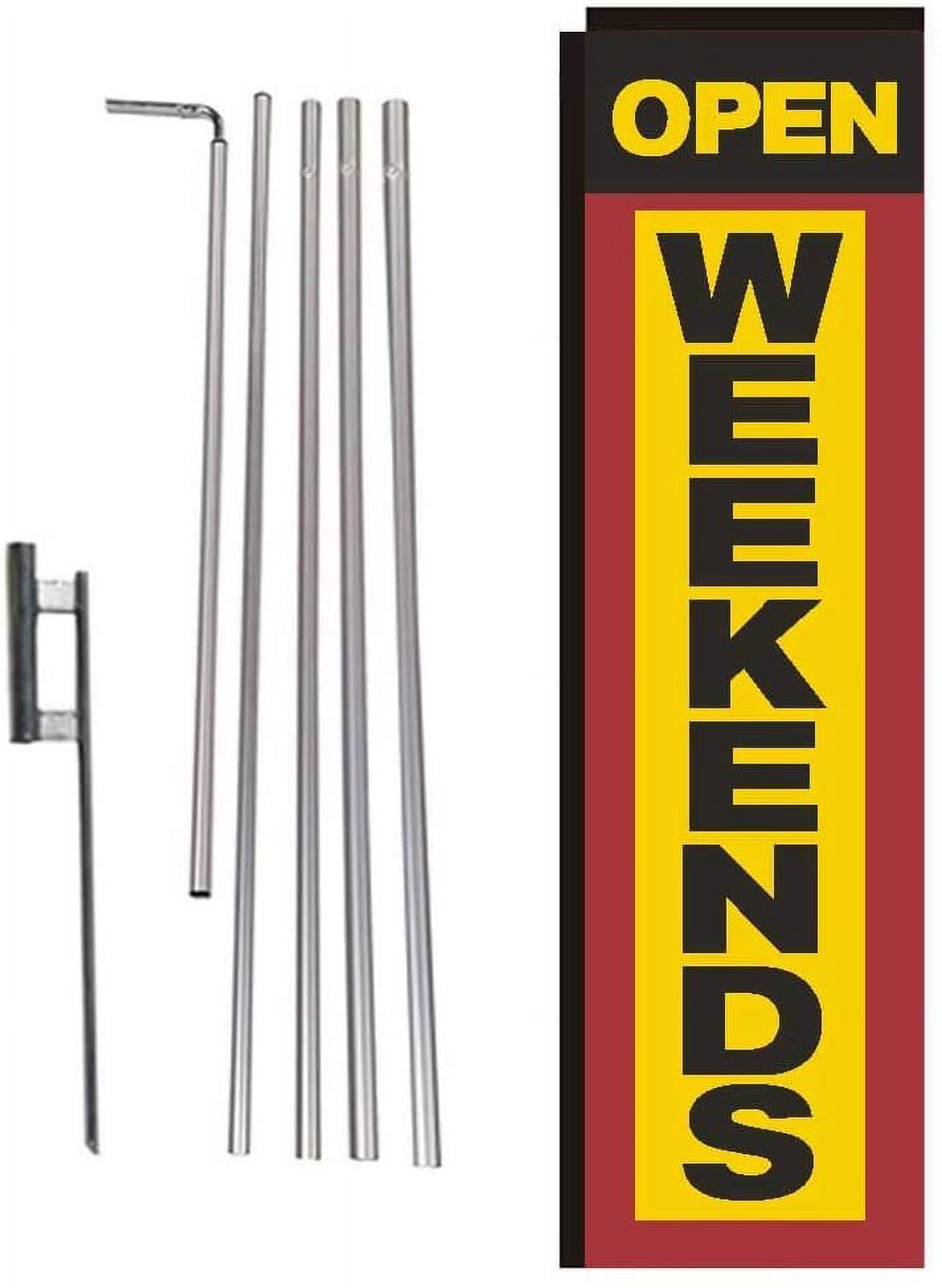 Open Weekends Rectangle Feather Banner Flag Sign with Pole Kit and ...