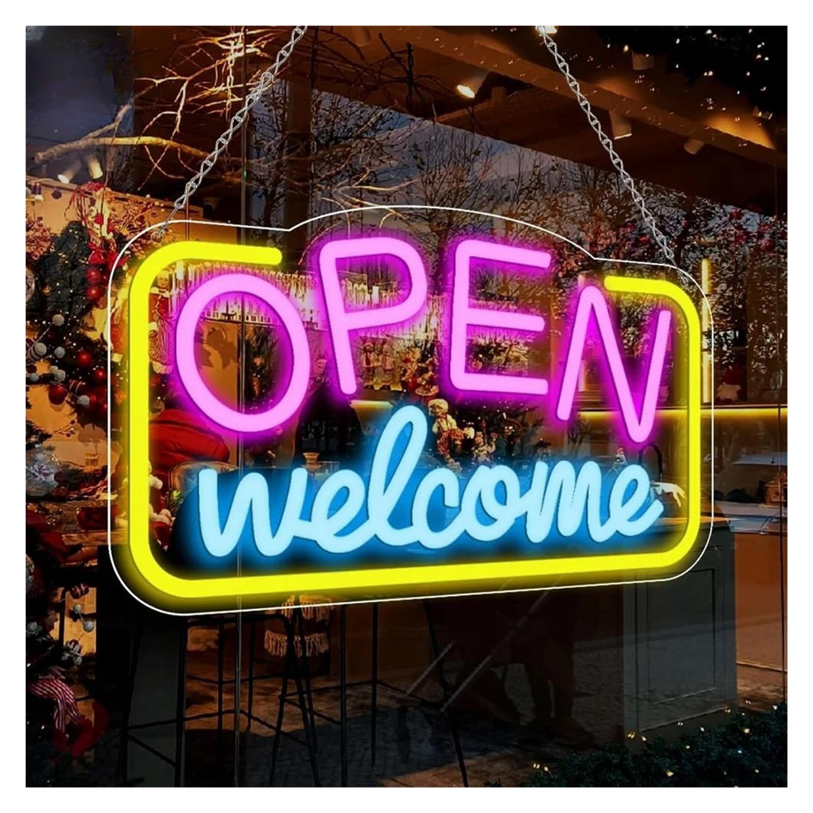 "Open Welcome"LED Neon Sign USB Powered For Business Storefront Window ...