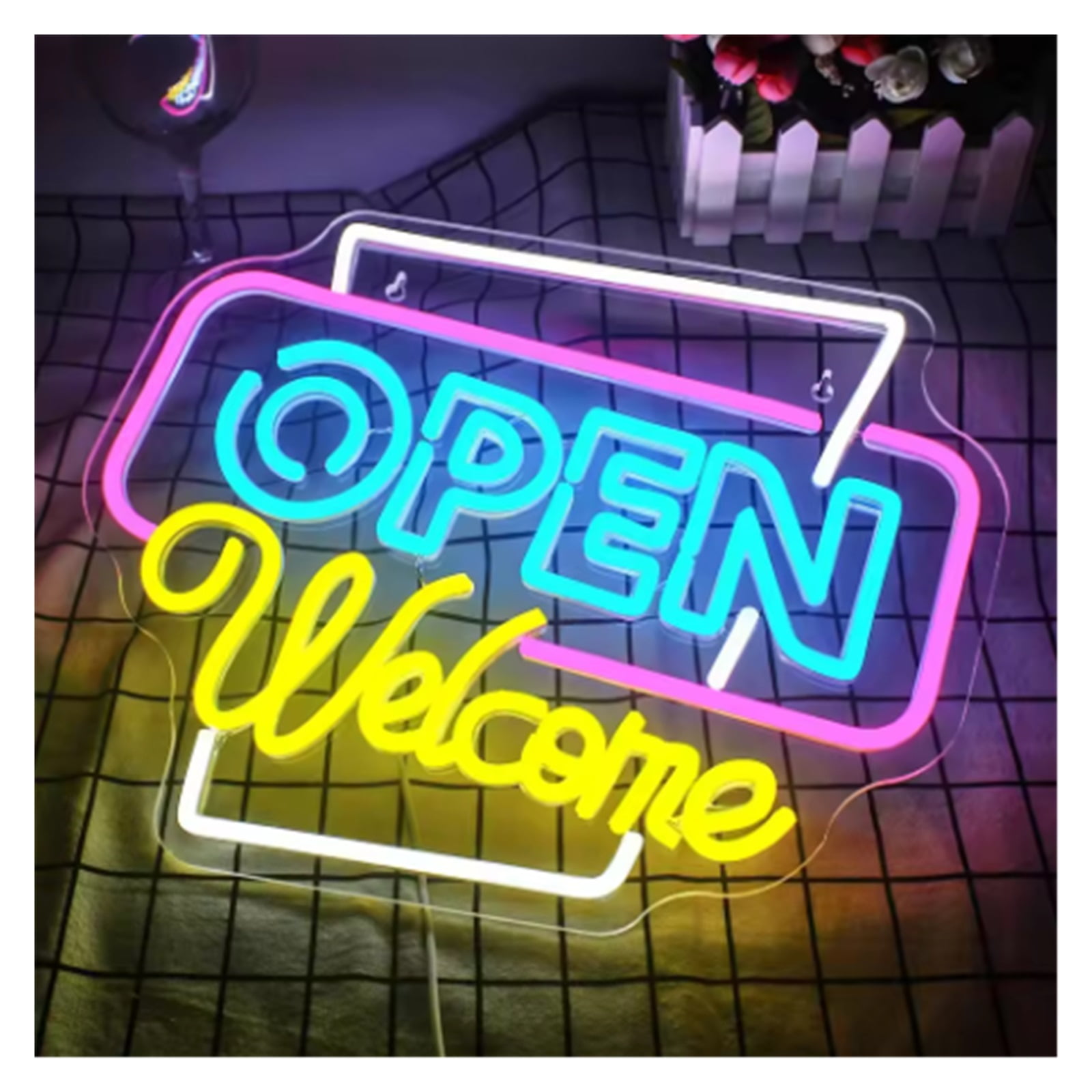 Open Welcome Neon Led Sign Art Neon Lights Luminous Business Signs USB ...