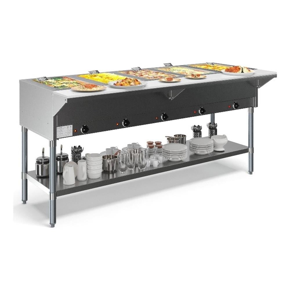 Koolmore Five Pan Open Well Electric Steam Table with Undershelf, 240V ...