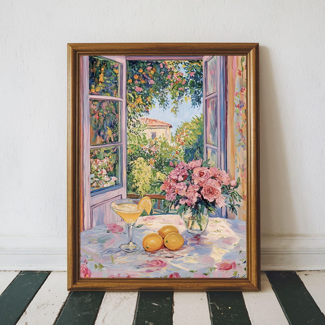 Open Window Art Printable Coastal Lemon Art Poster Mediterranean Window ...
