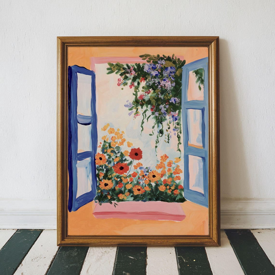 Open Window Art Printable Flower Garden Art Poster Moody Summer Window ...