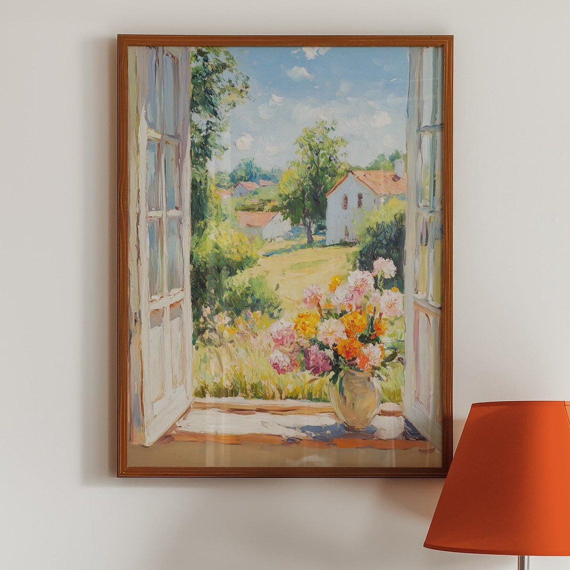 Open Window Painting Print, Farmhouse Landscape Painting, Aesthetic ...