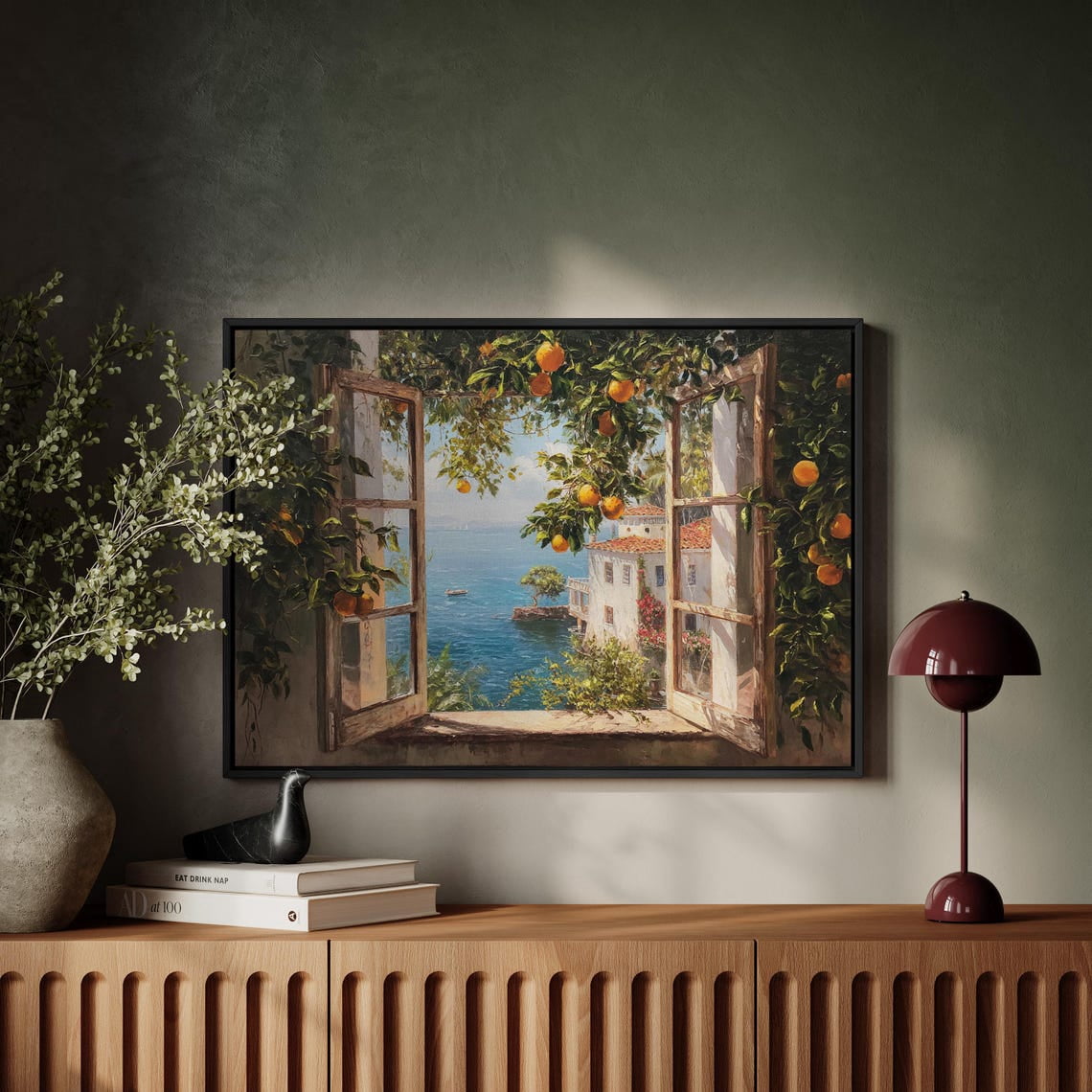 Open Window Style Fauvism Modern Exhibition Mediterranean Sea Orange ...