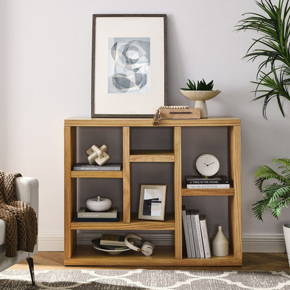 Open Wooden Shelf Bookcase,Freestanding Display Storage Cabinet,7 Cube ...