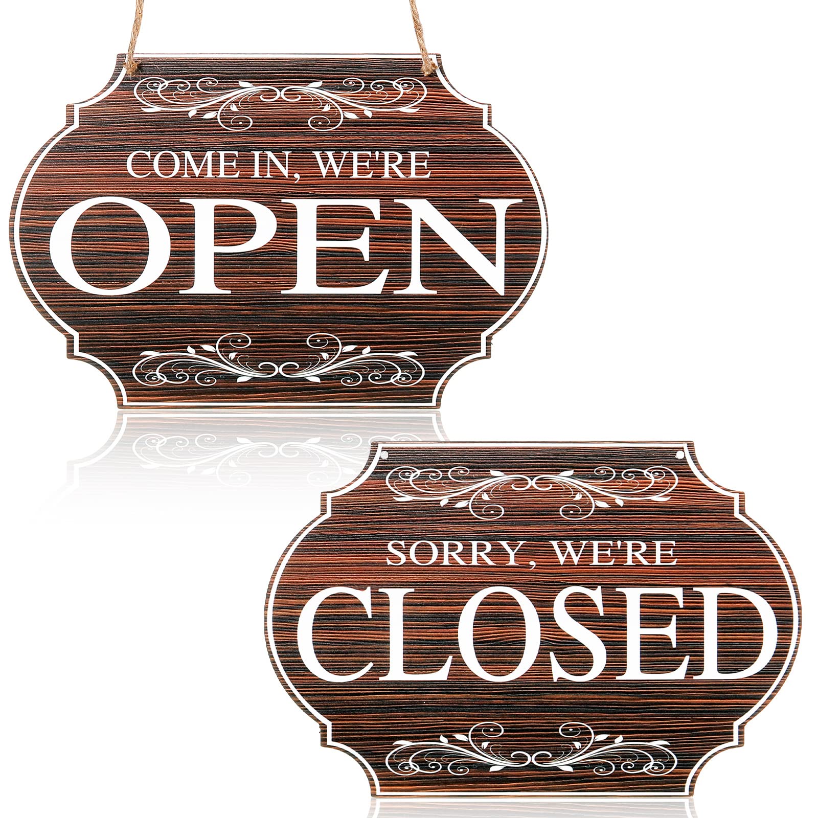 Open and Closed Business Signs Sided Wooden Open Signs with Rope for ...