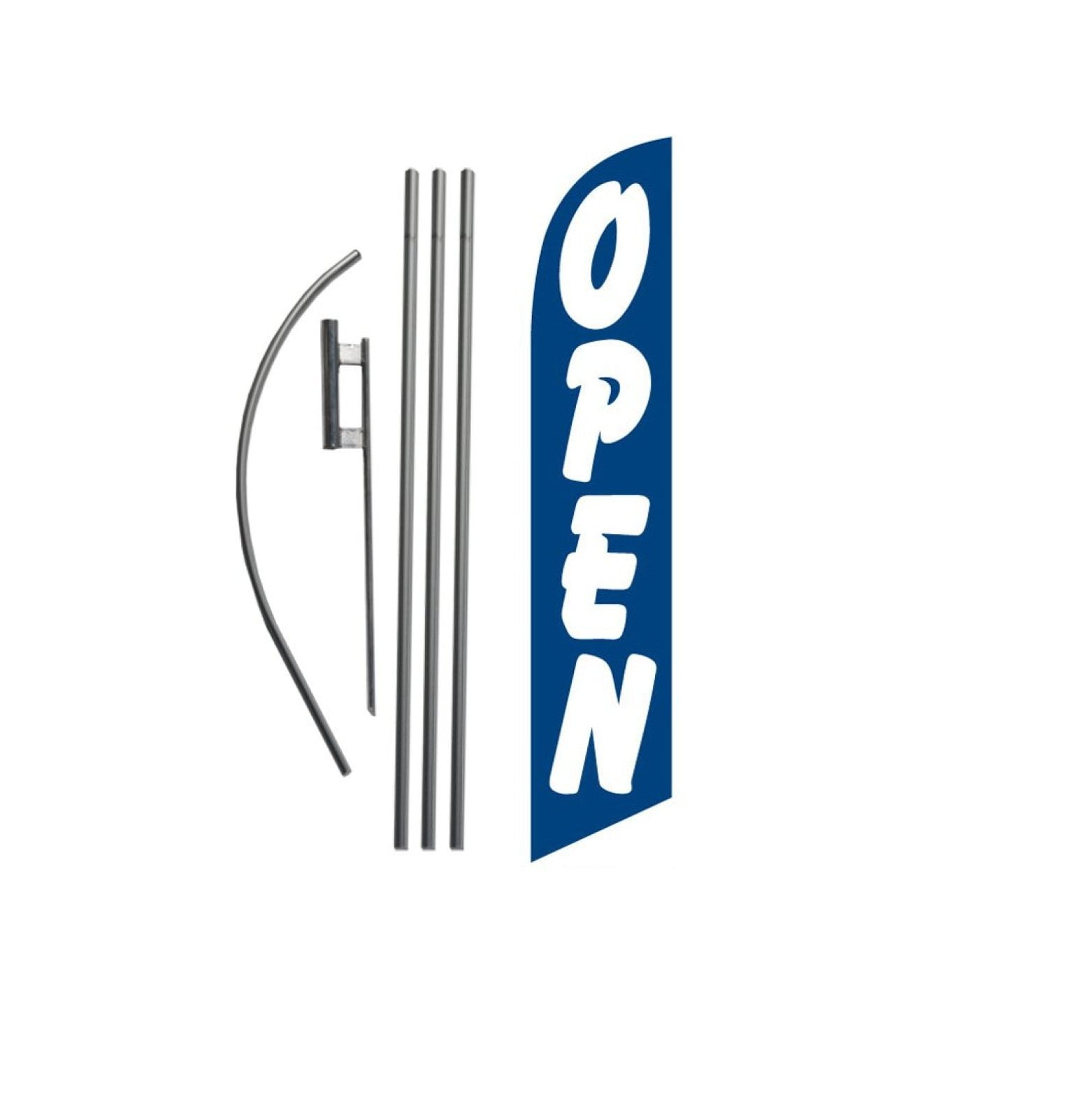 Open (blue/white) 15ft Banner Swooper Flag Kit - INCLUDES 15FT POLE KIT ...