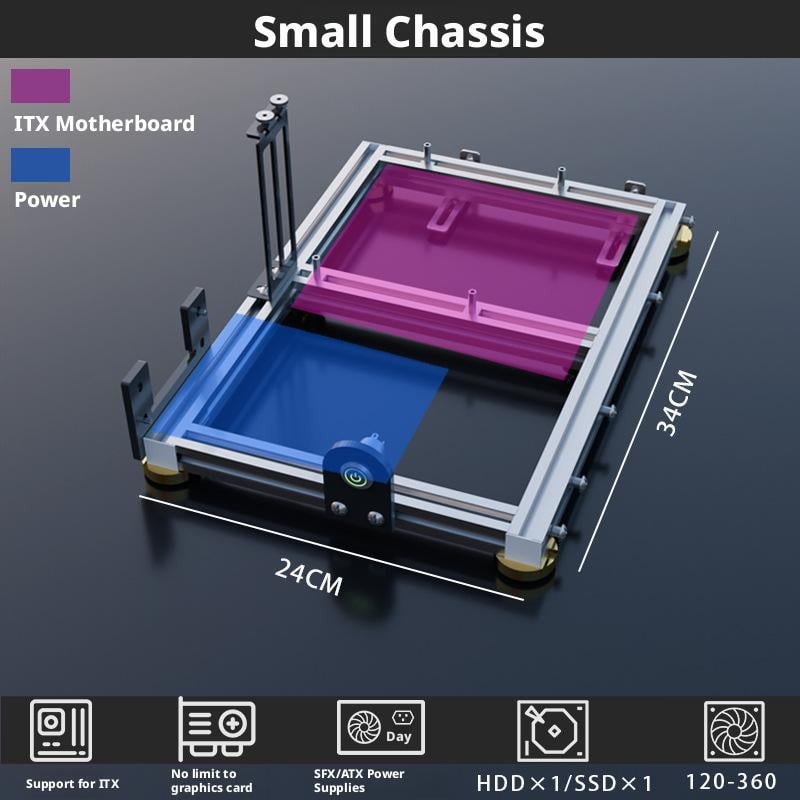 Open chassis EATX water-cooled ATX large plate aluminum alloy cooling ...