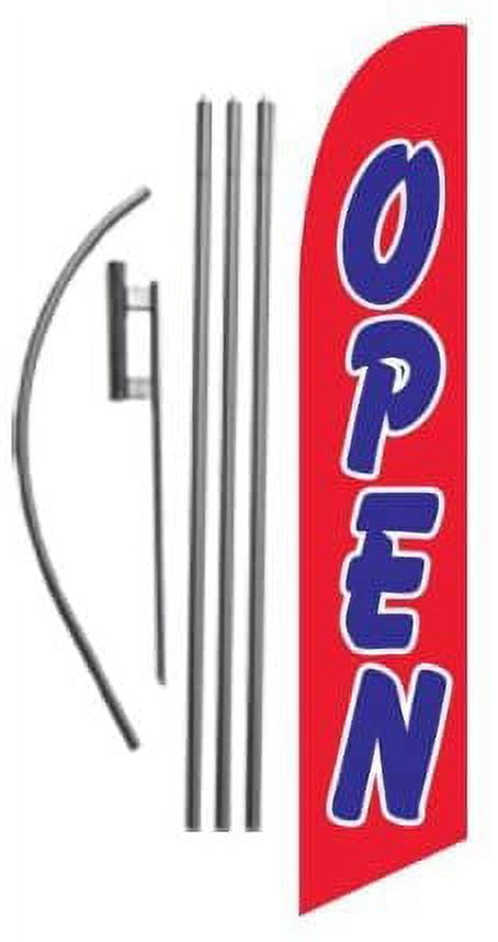 Open red/Blue 15ft Feather Banner Swooper Flag Kit - Includes 15FT Pole ...