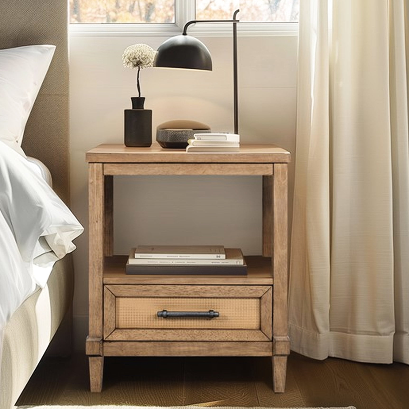 Open shelving and drawer, adjustable feet - Adapt to different bedroom ...