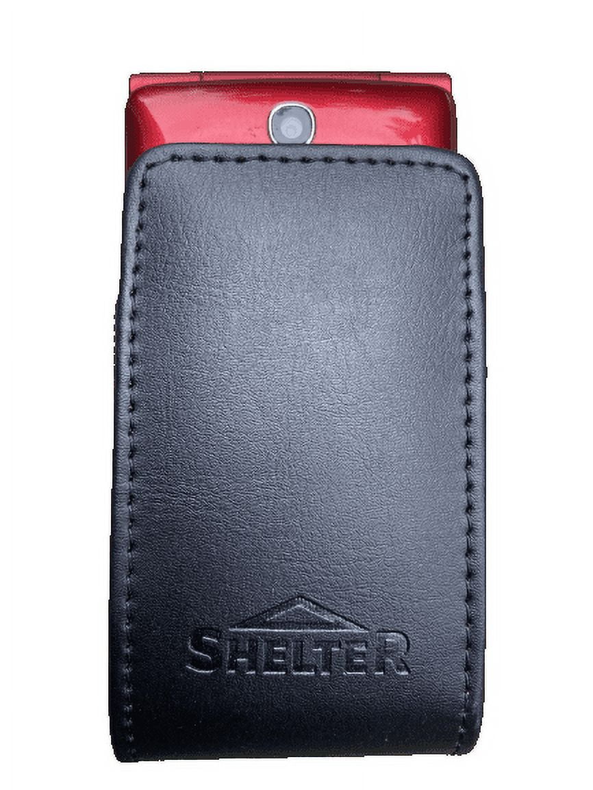 Open top Rugged leather case with Pinch clip that rotates compatible ...