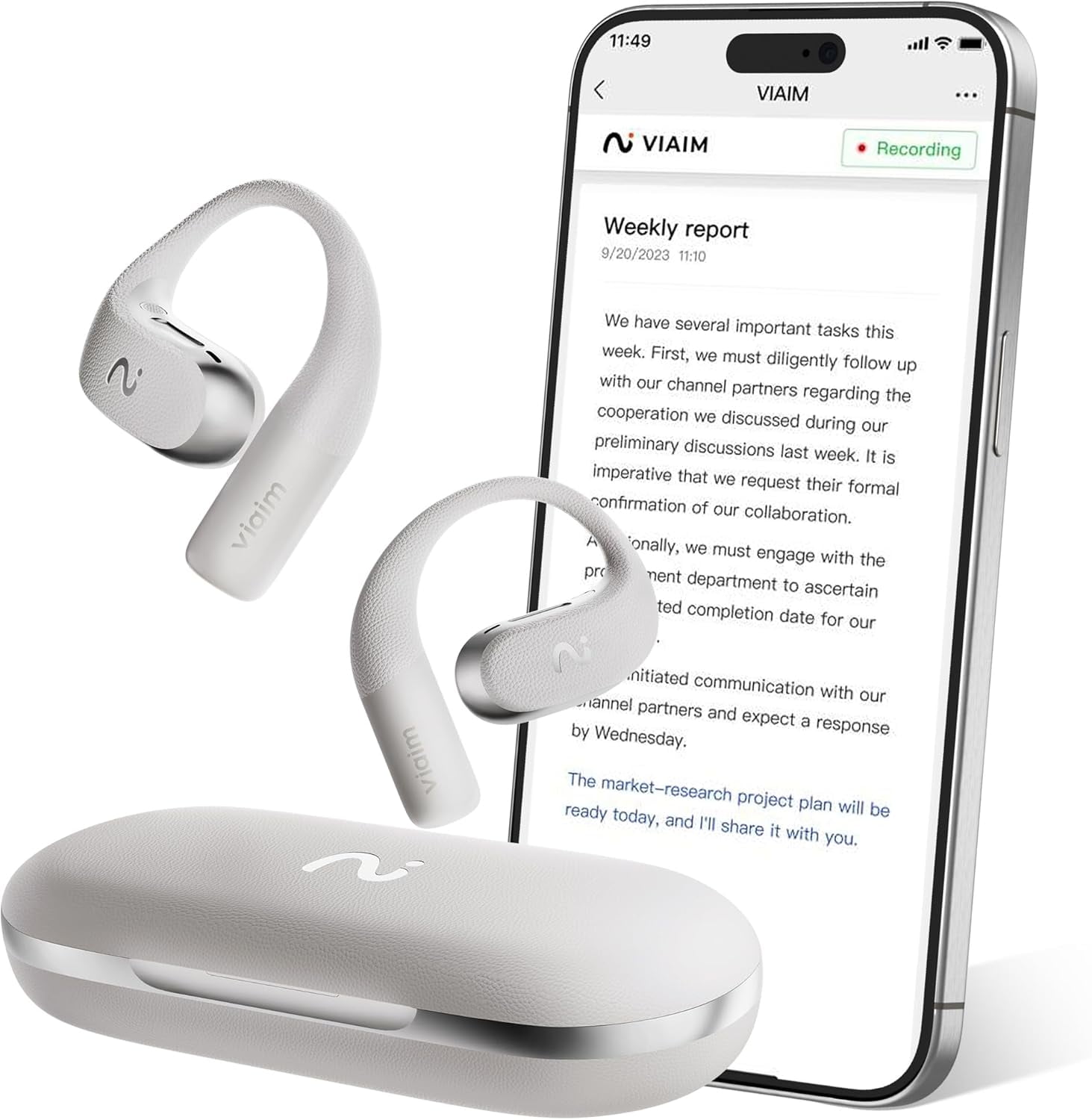 OpenNote AI Voice Recorder – Open Ear Headphones with FlashRecord, Call ...