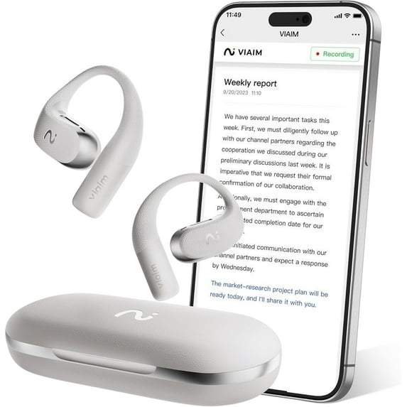 OpenNote AI Voice Recorder – Open Ear Headphones with FlashRecord, Call ...