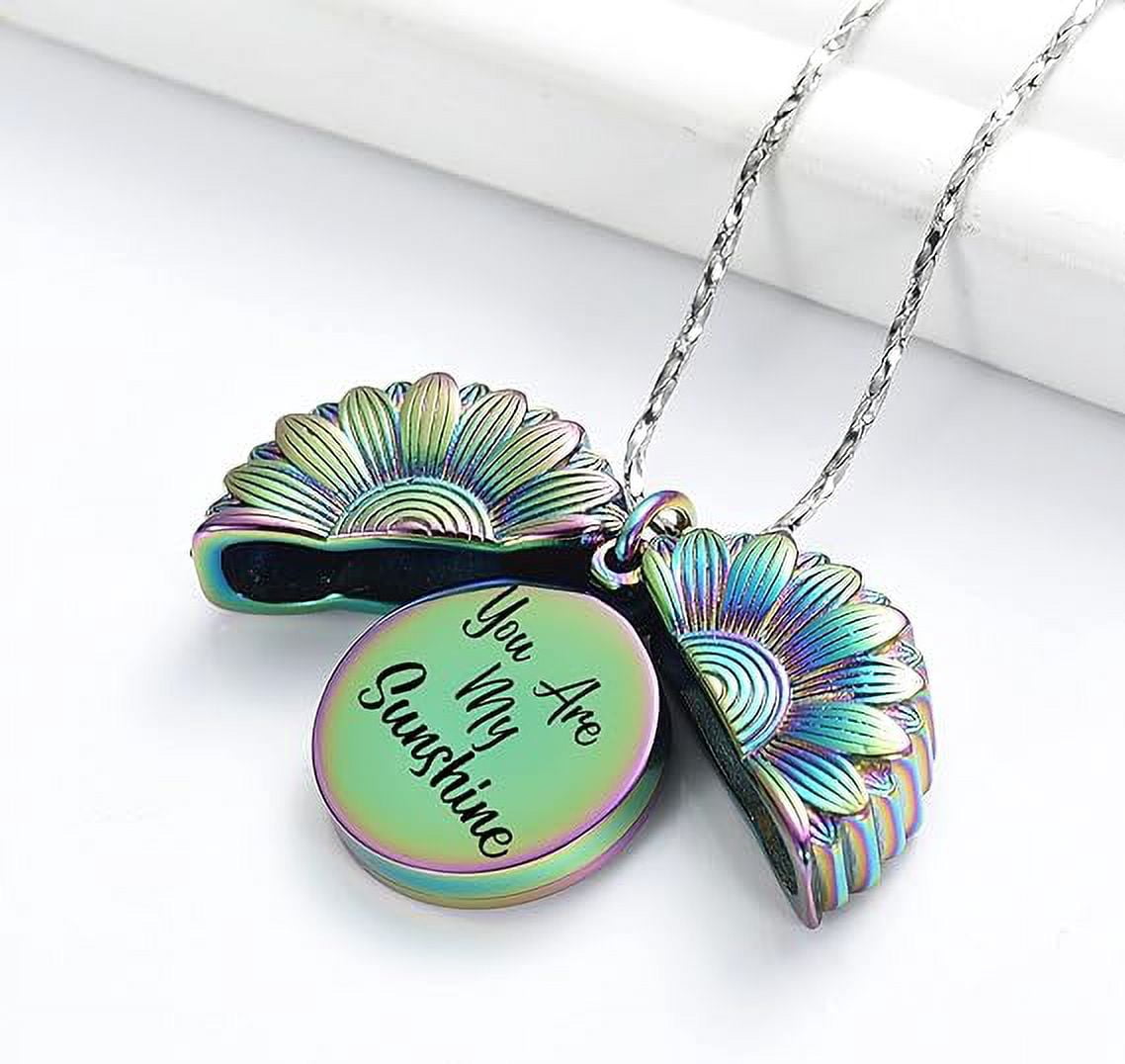 Openable Sunflower Urn Necklace for Ashes - You Are My Sunshine ...