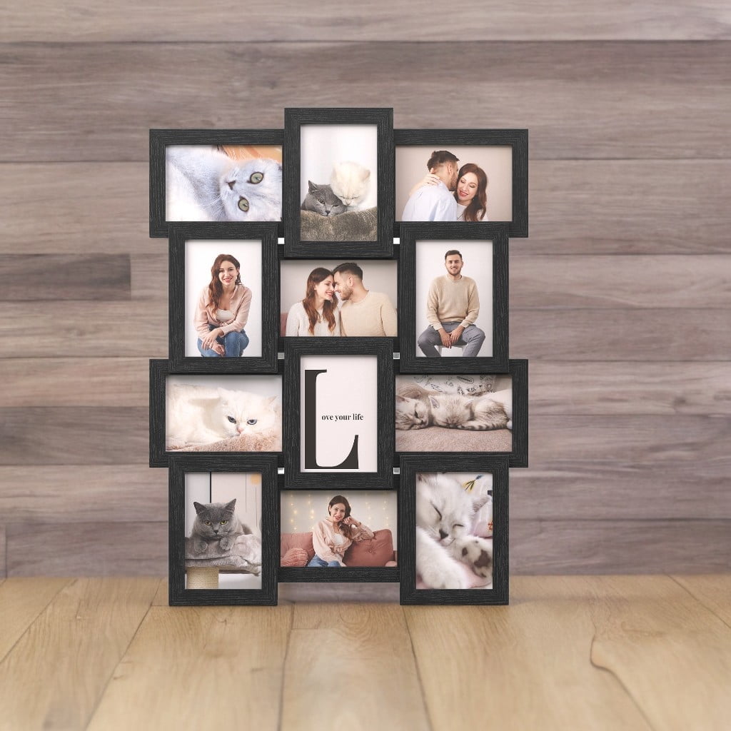 Set of 12 Collage Picture Frames, 4x6, Ink Black, Wall Decor for Family ...