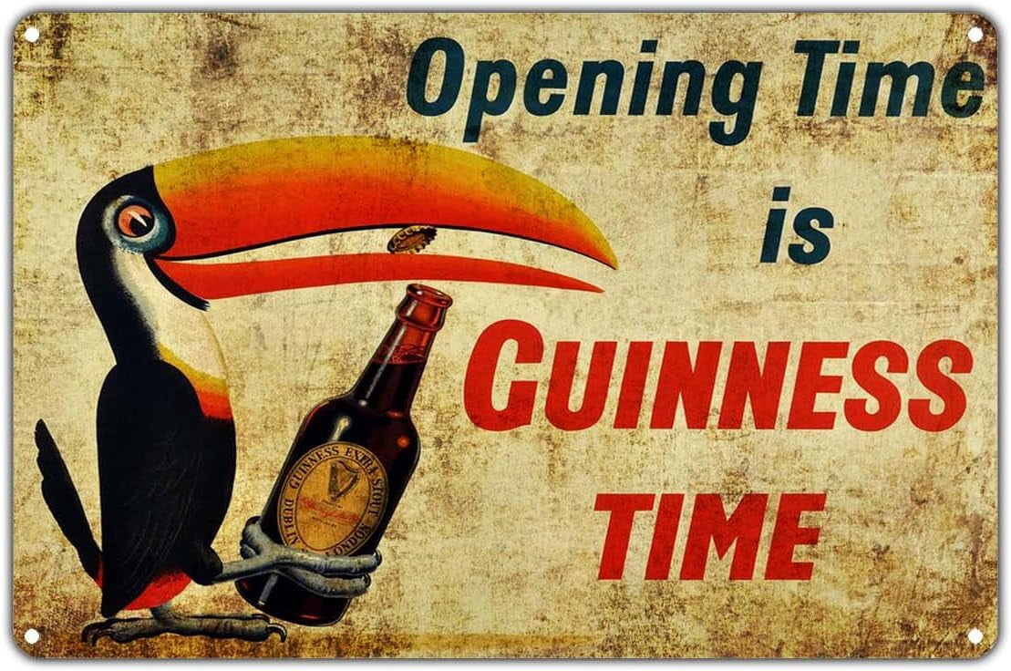 Opening Time is Guinness Time Beer Happy Hour Vintage Retro Metal Wall ...