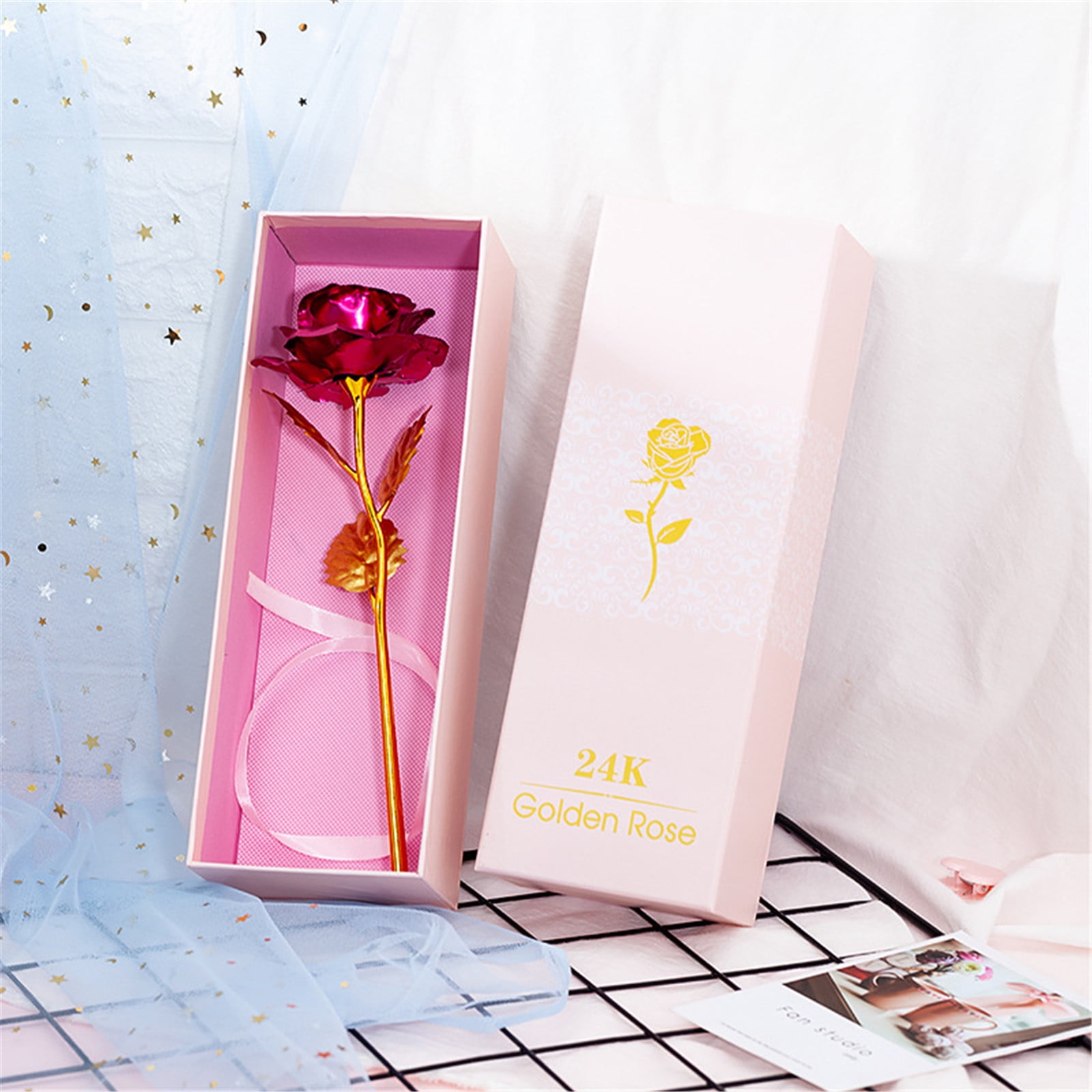 Openpig 24k Gold Rose with Luxury Gift Box - Single Roses and Valentine ...