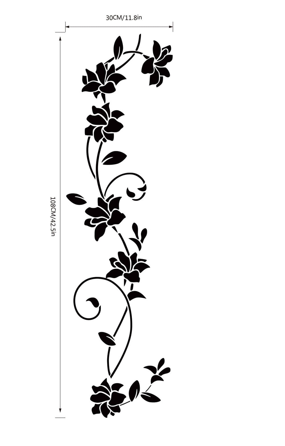 Openpig Black Flower Vine Wall Stickers, Simplicity Floral Art Wall ...