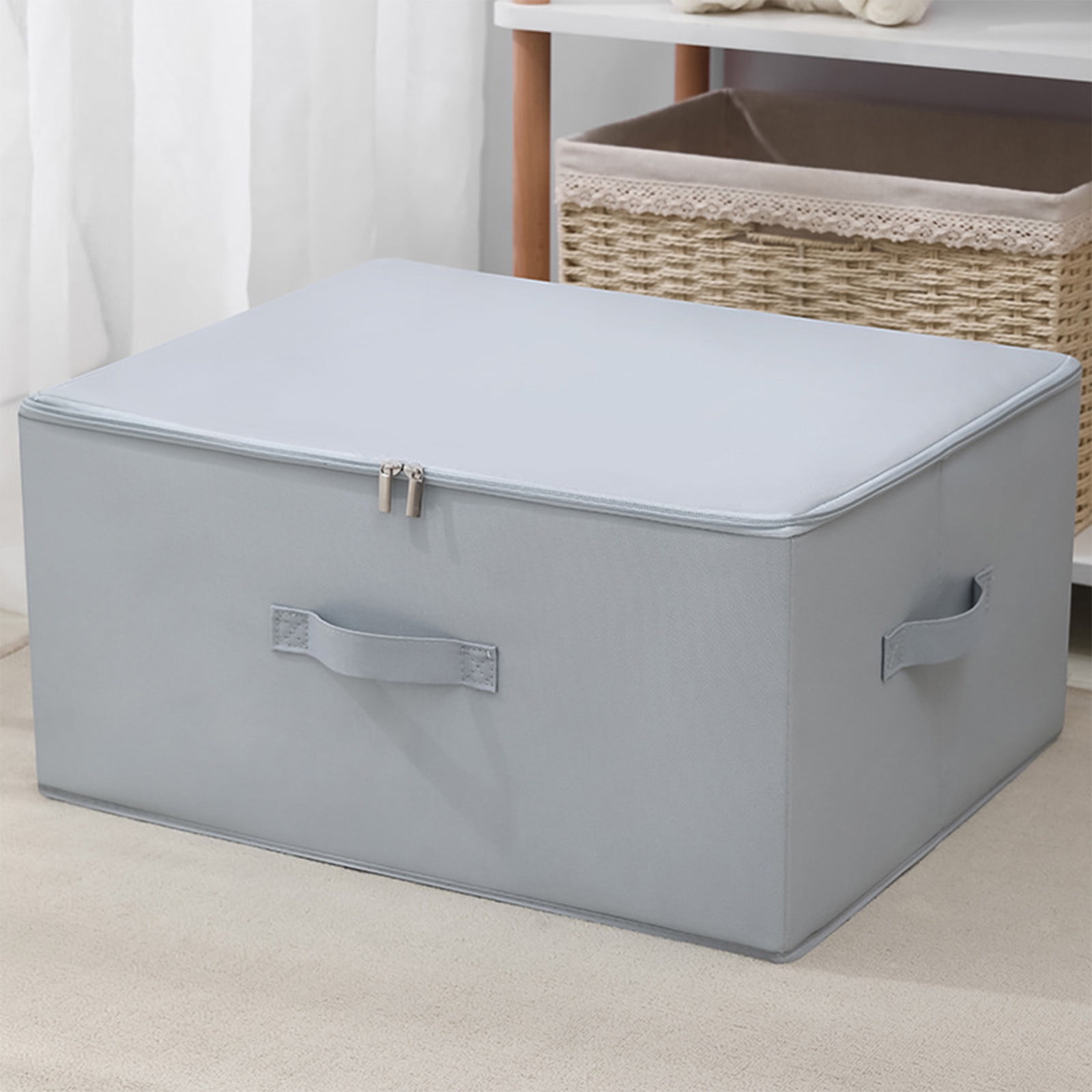 Openpig Collapsible Wardrobe Shallow Storage Basket with Soft Zip Lid ...