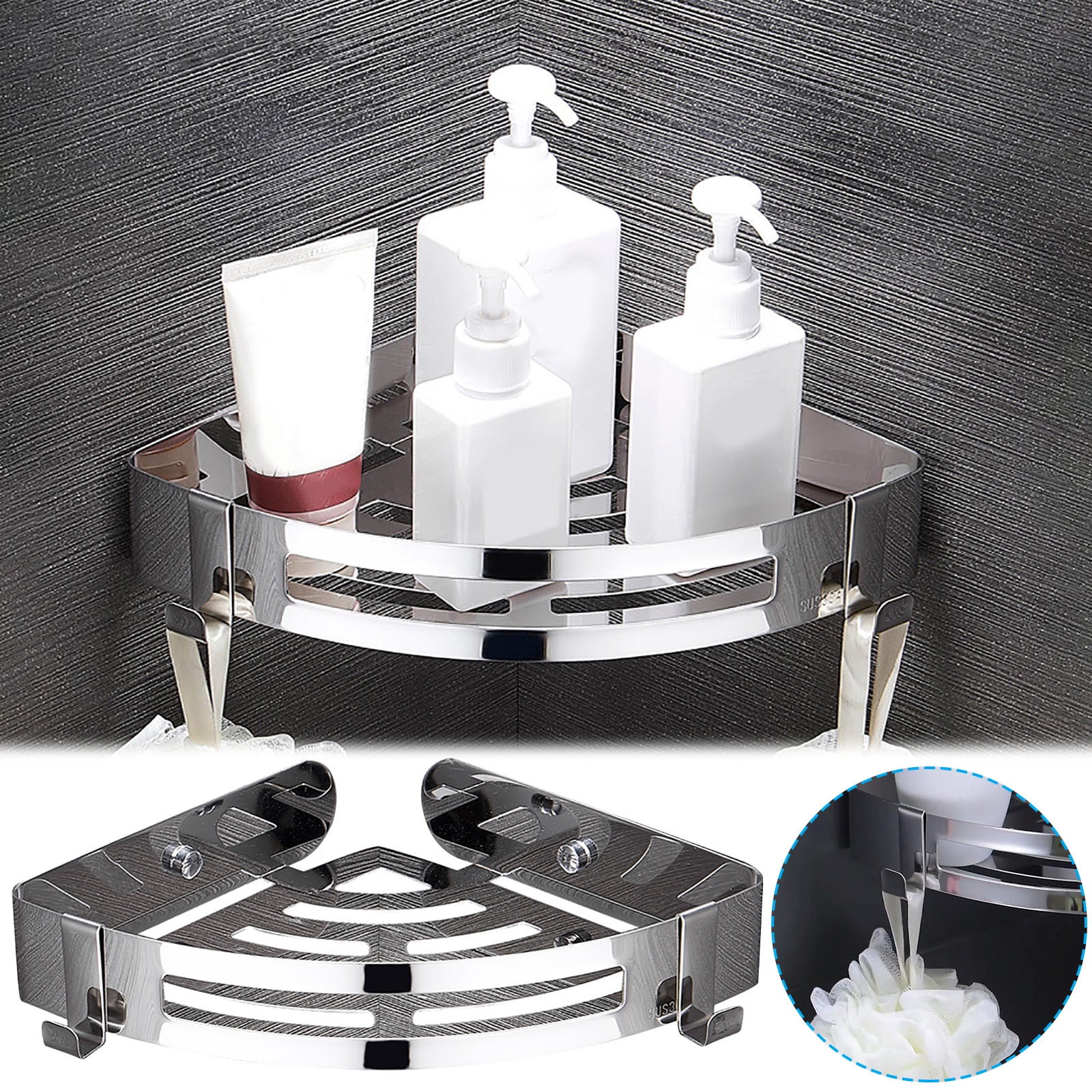 Openpig Corner Shower Caddy, Wall Mounted Corner Shower Shelf, Shower ...