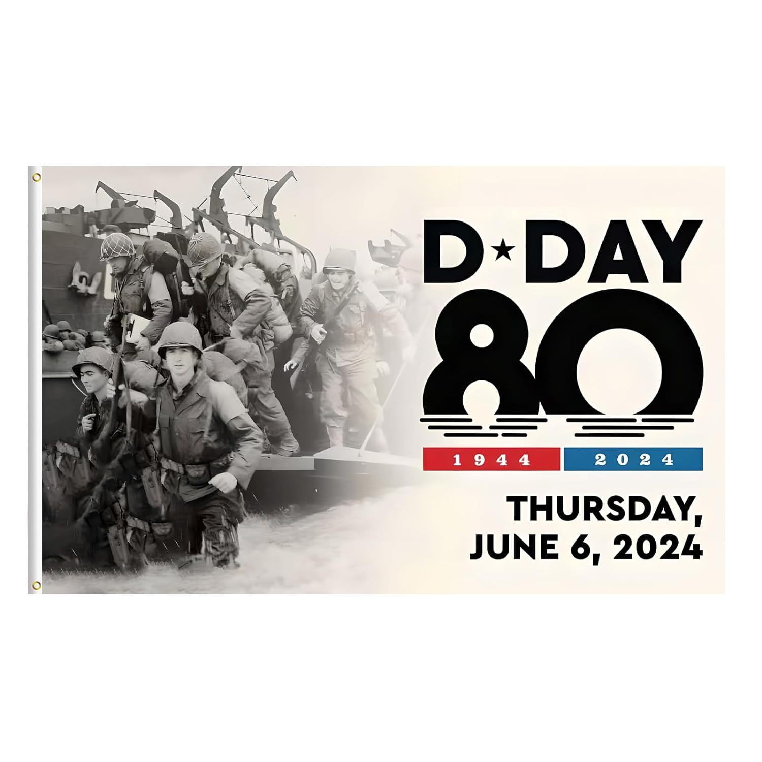 Openpig D DAY 80th Anniversary Flag Banner Decorations Normandie One ...