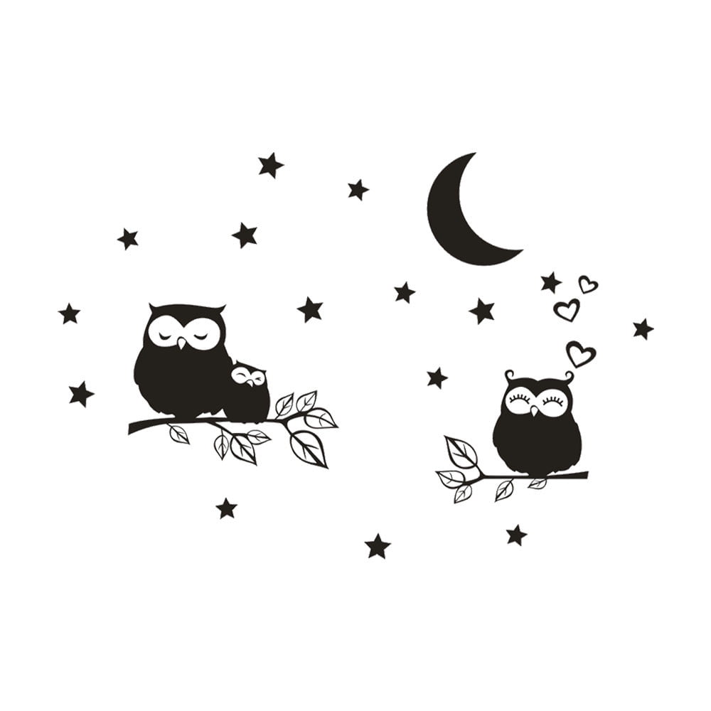 Openpig Family Owls On The Tree Branches Wall Decal Removable Cartoon ...