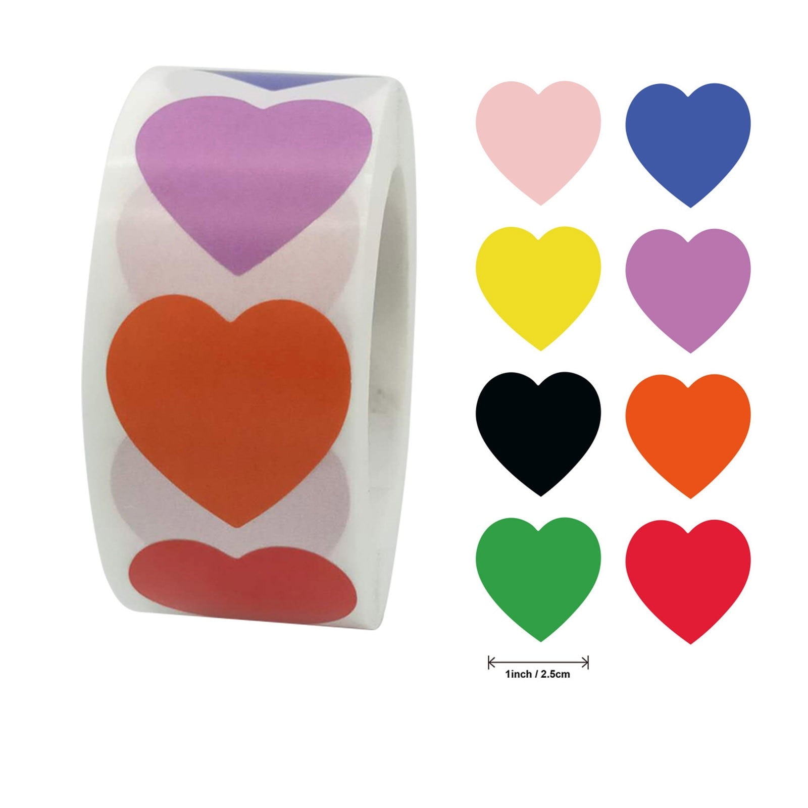 Openpig Heart Stickers Roll 500 Pieces Love Heart Labels Valentine ...
