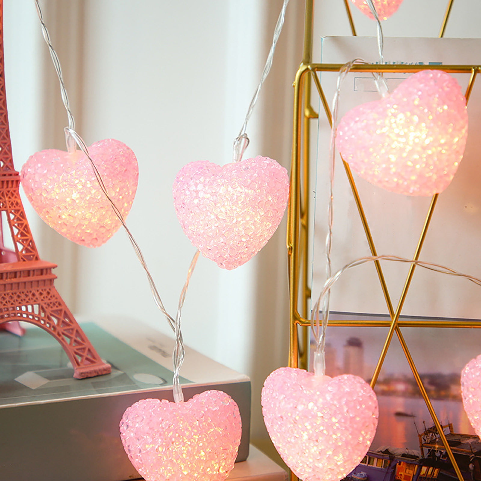 Openpig Heart String Lights, 10 LED Valentines Lights Battery Operated ...