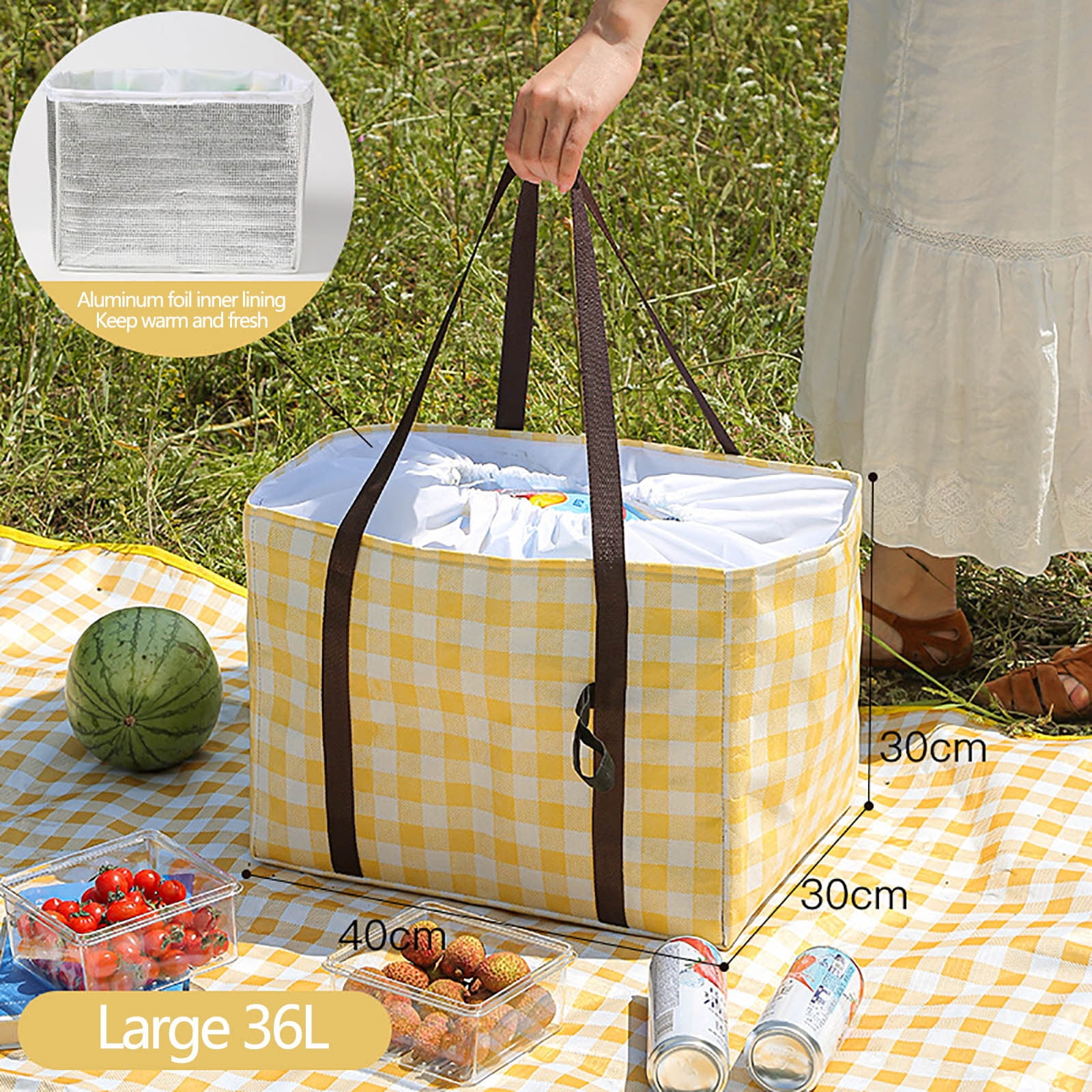 Openpig Picnic Bag, Insulated Grocery Collapsible Cooler Bags with ...
