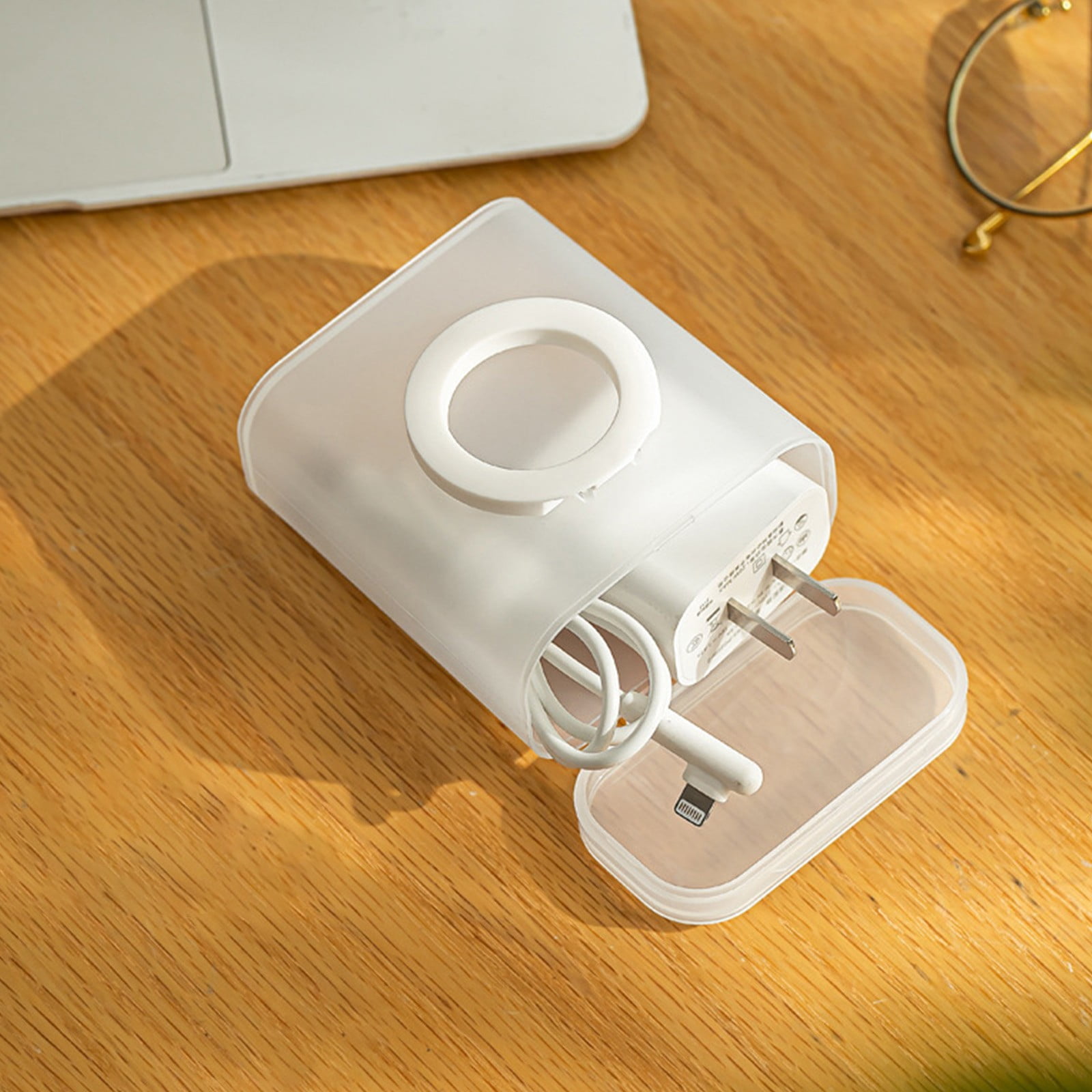Openpig Small Translucent Organizer Box with Lid and Phone Holder ...
