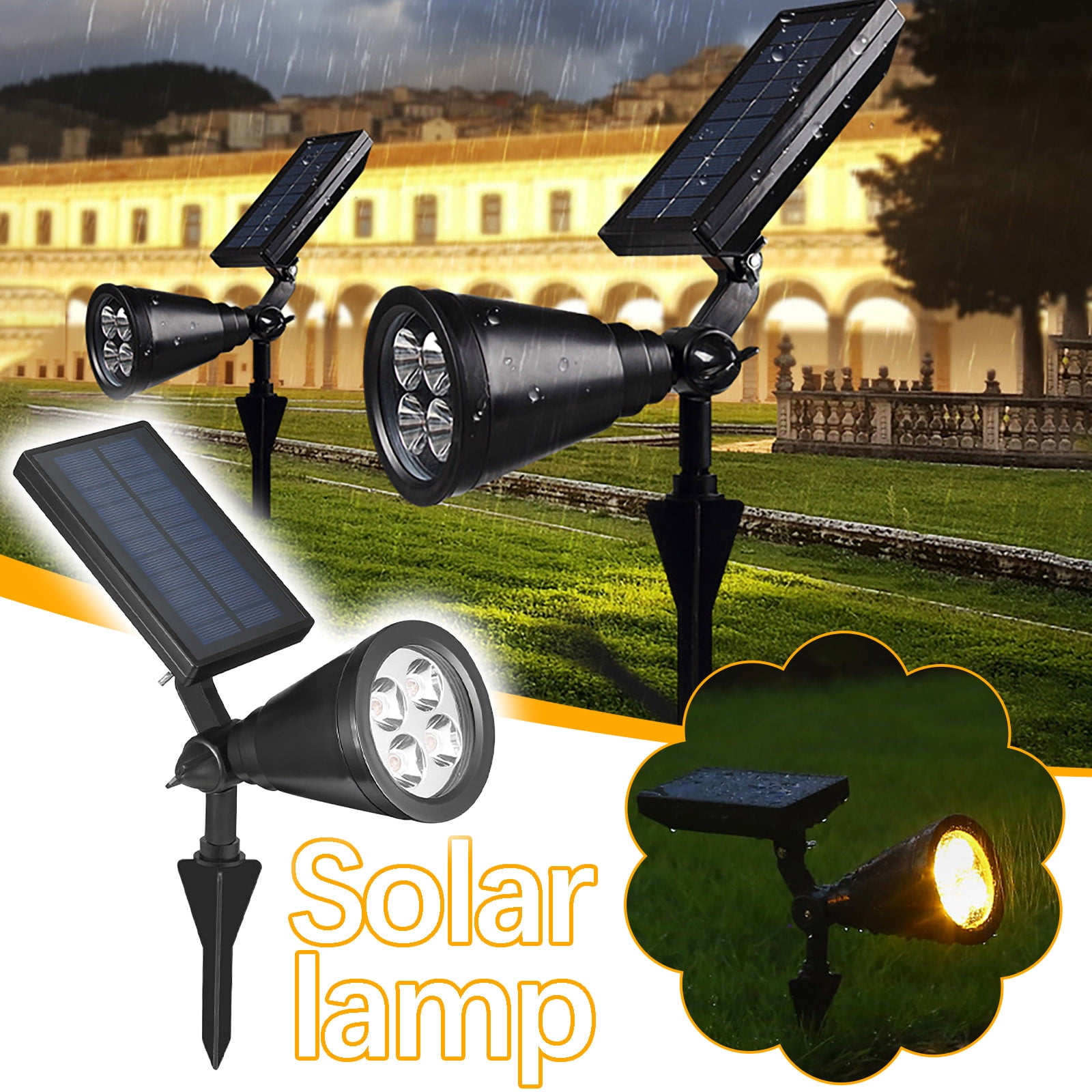 Openpig Spotlights Solar Powered Outdoor Waterproof Uplighting for Flag ...