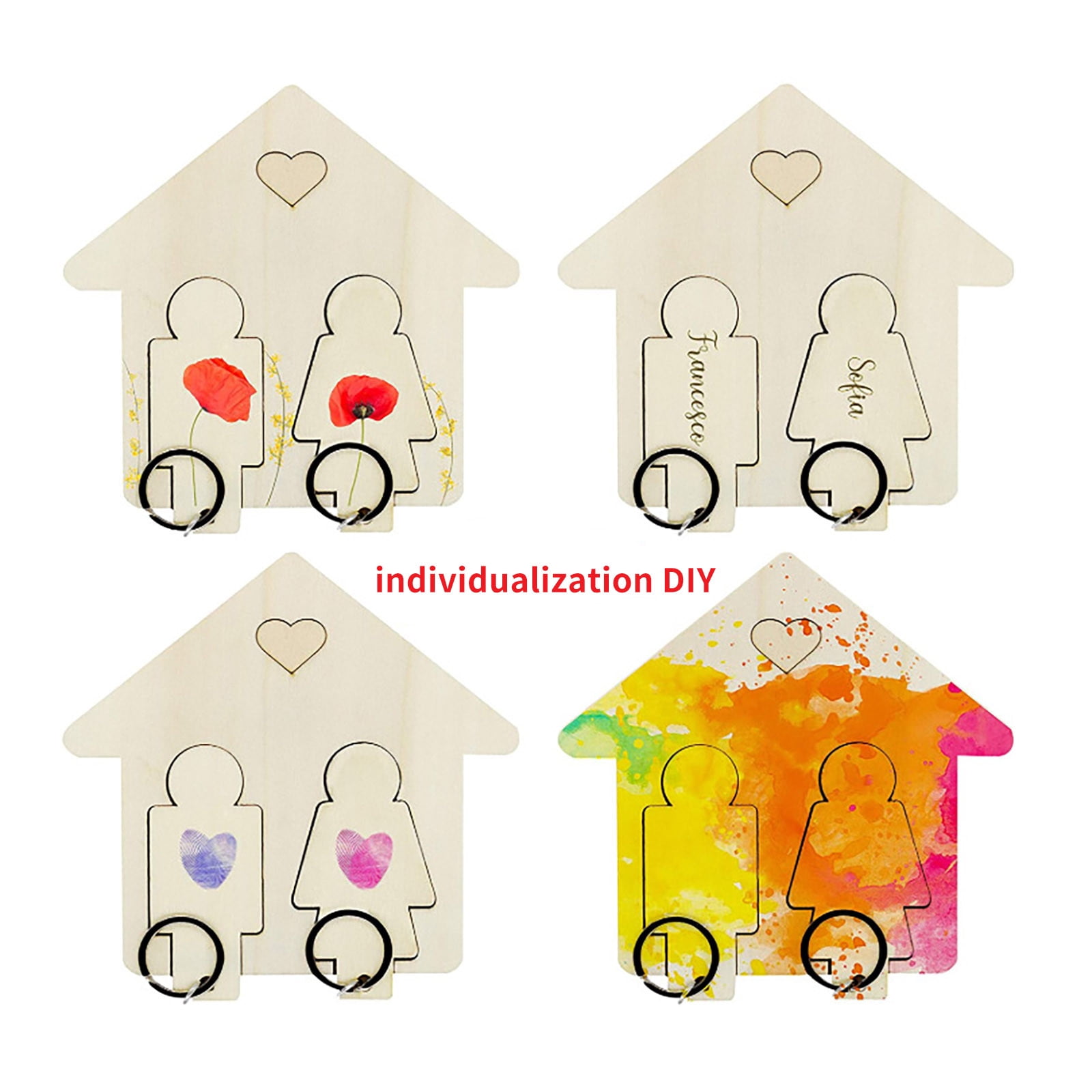Openpig Wooden Couple Keychains for Him and Her - House Warming Gifts ...