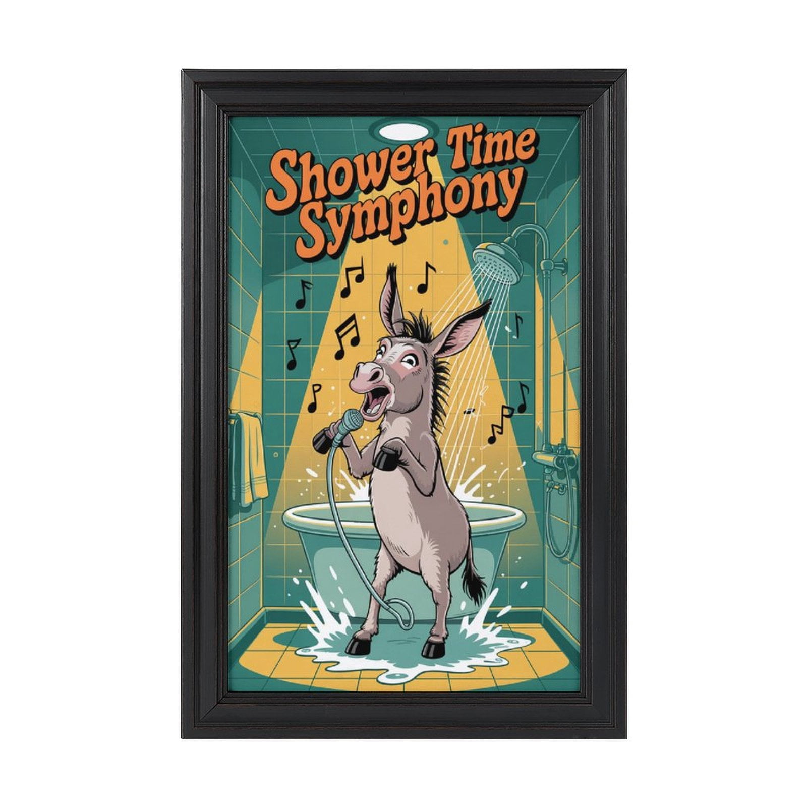 Opera Singing Donkey Funny Bathroom Poster With Shower Stage And Music ...