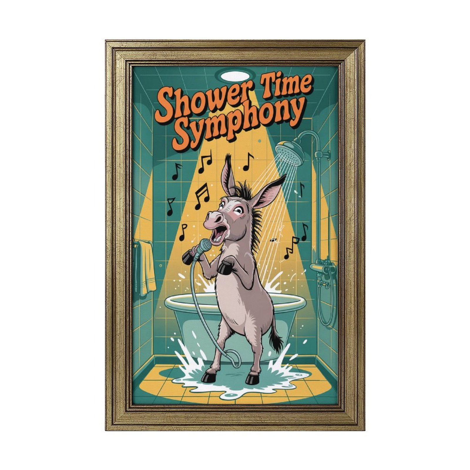 Opera Singing Donkey Funny Bathroom Poster With Shower Stage And Music ...