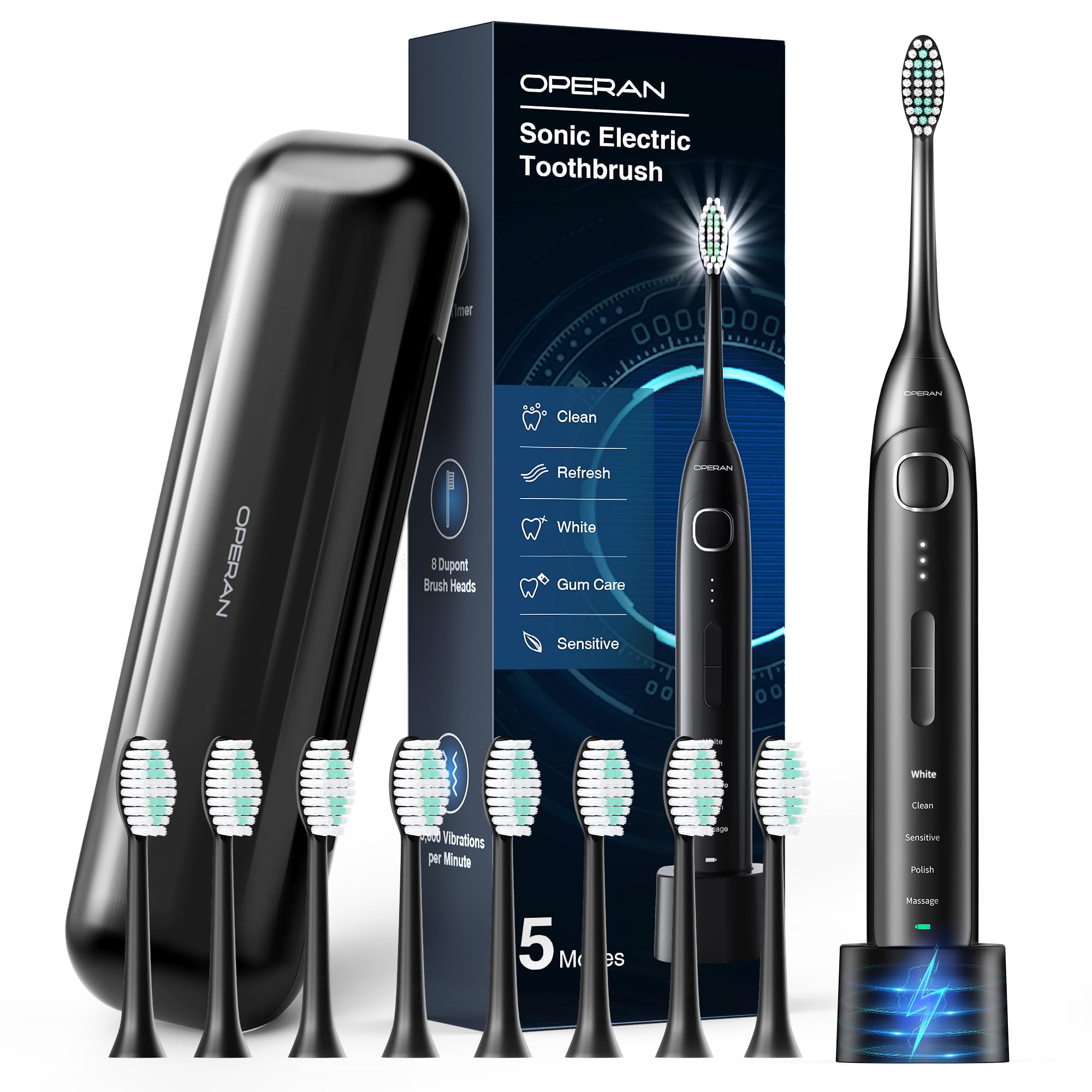 Operan Electric Toothbrush for Adults and Kids Rechargeable Sonic ...