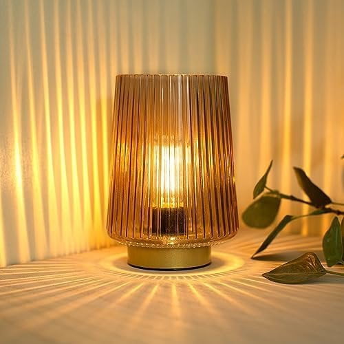 Operated Decorative Lamp with Timer, Small Cozy Table Lamp for Bedside ...