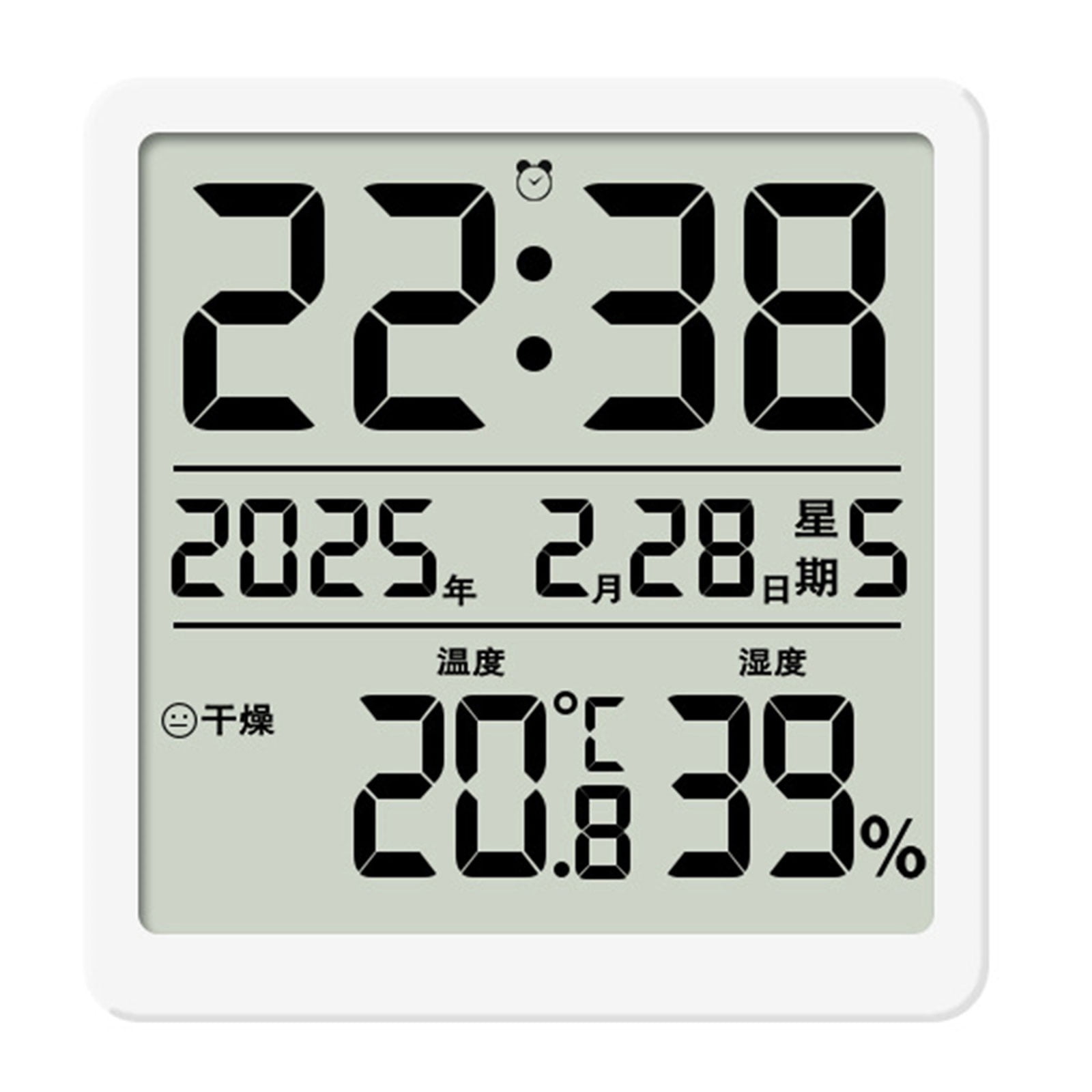 Operated Digital Clock with Indoor Temperature Humidity Monitoring LCD ...