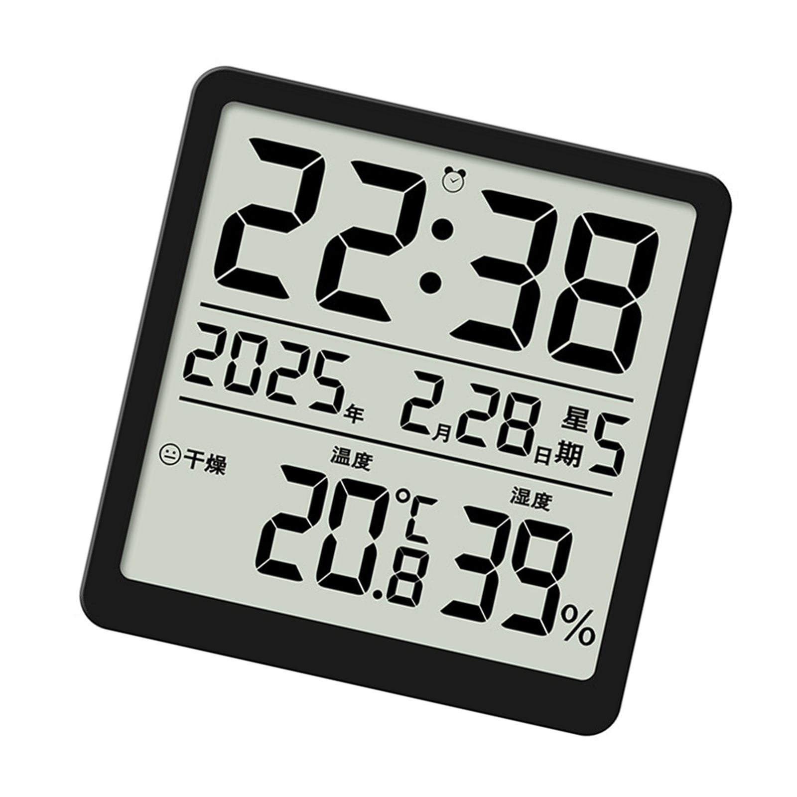 Operated Digital Clock with Indoor Temperature Humidity Monitoring LCD ...
