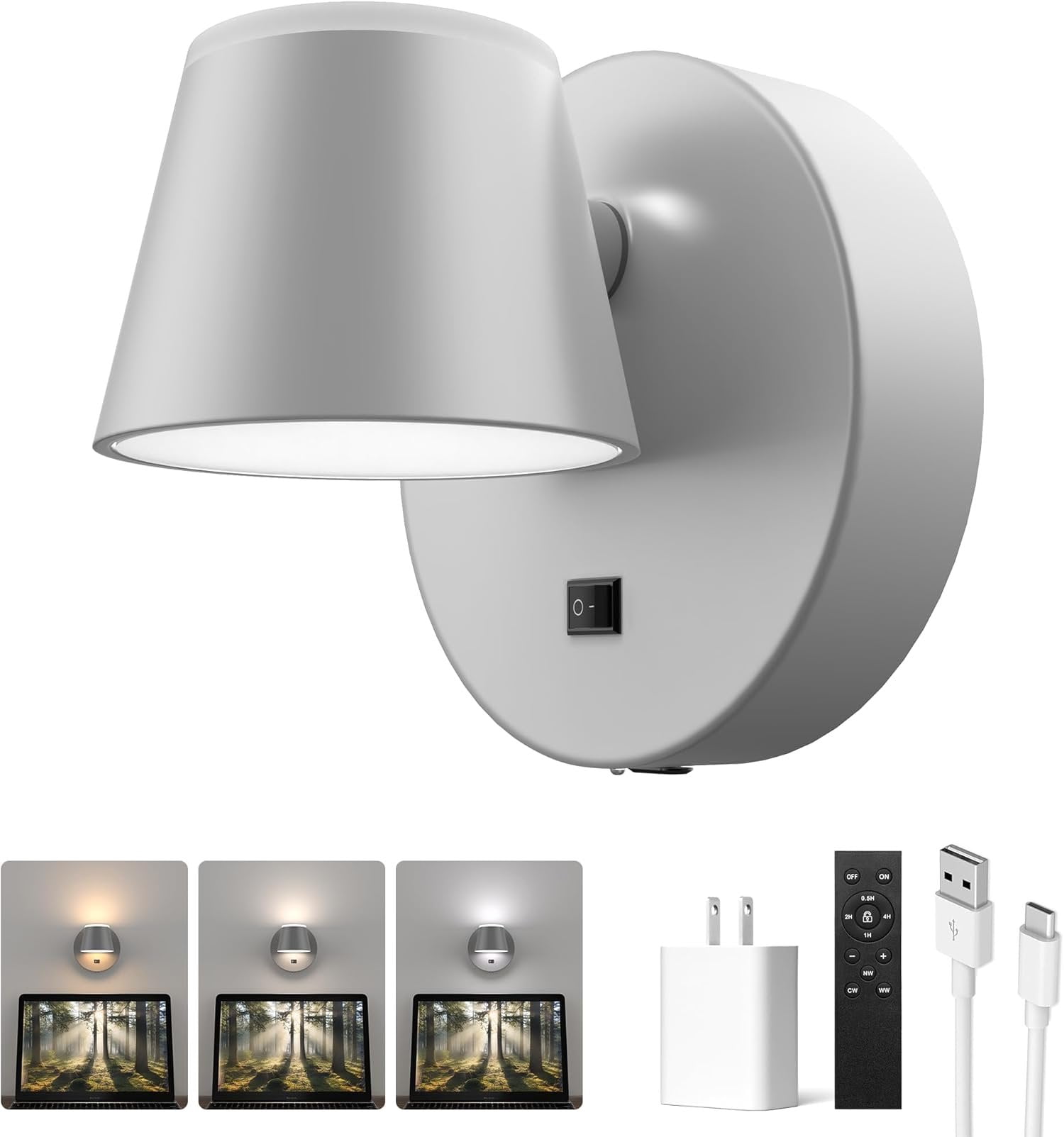 Operated Wall Lights with Remote, LED Rechargeable Wall Sconce with ...