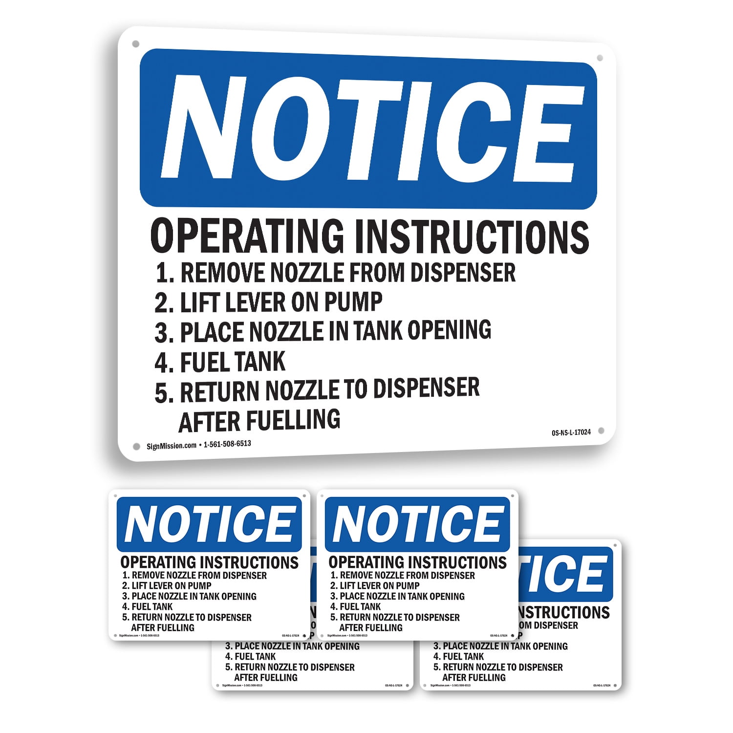 Operating Instructions 1. Remove Nozzle OSHA Notice Aluminum Sign 18 ...