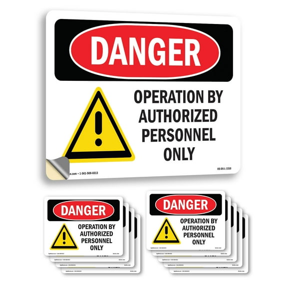 Operation By Authorized Personnel Only OSHA Danger Vinyl Decal Label 18 ...