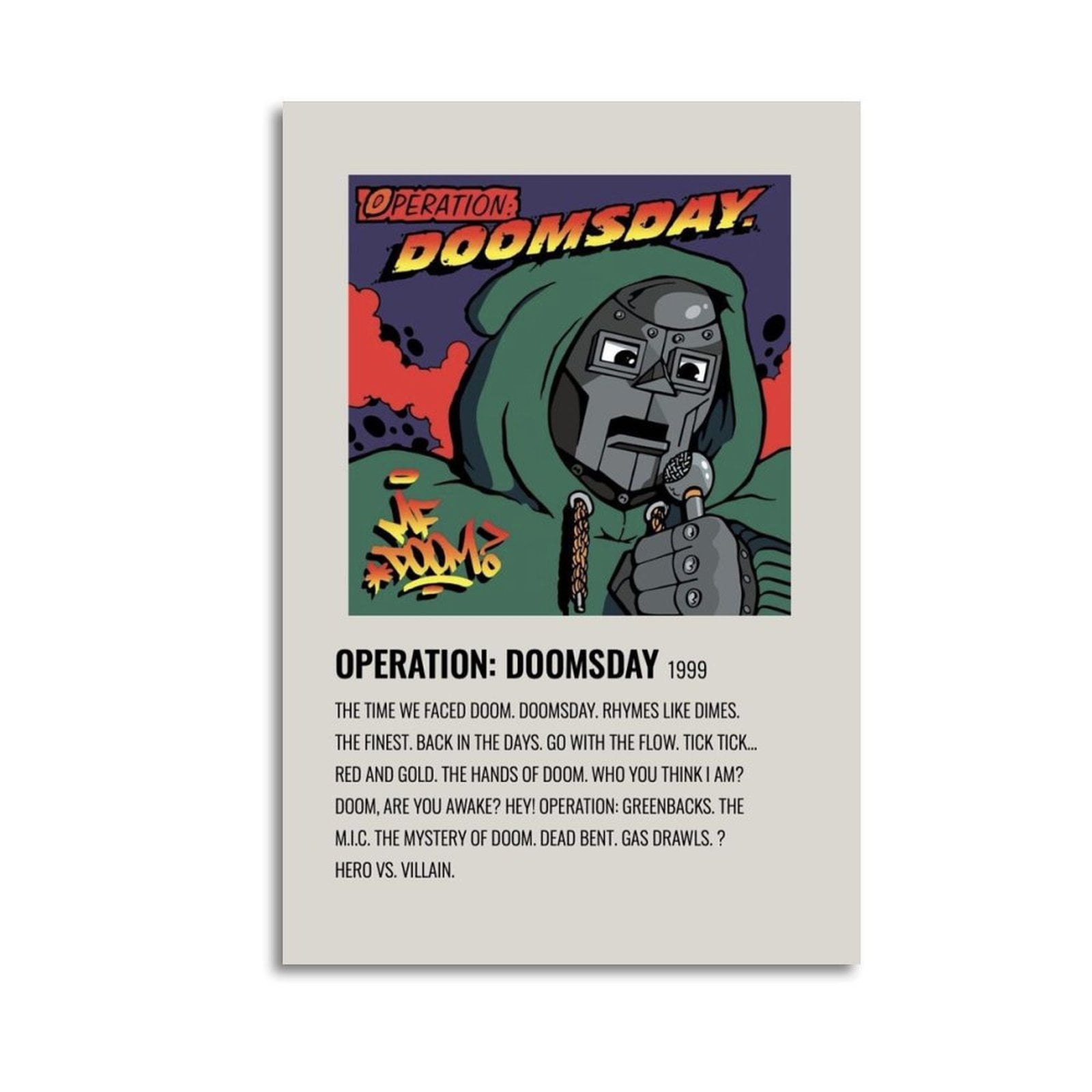 Operation：Doomsday-MF Doom Poster Decoration Vibrant High-end Wall ...