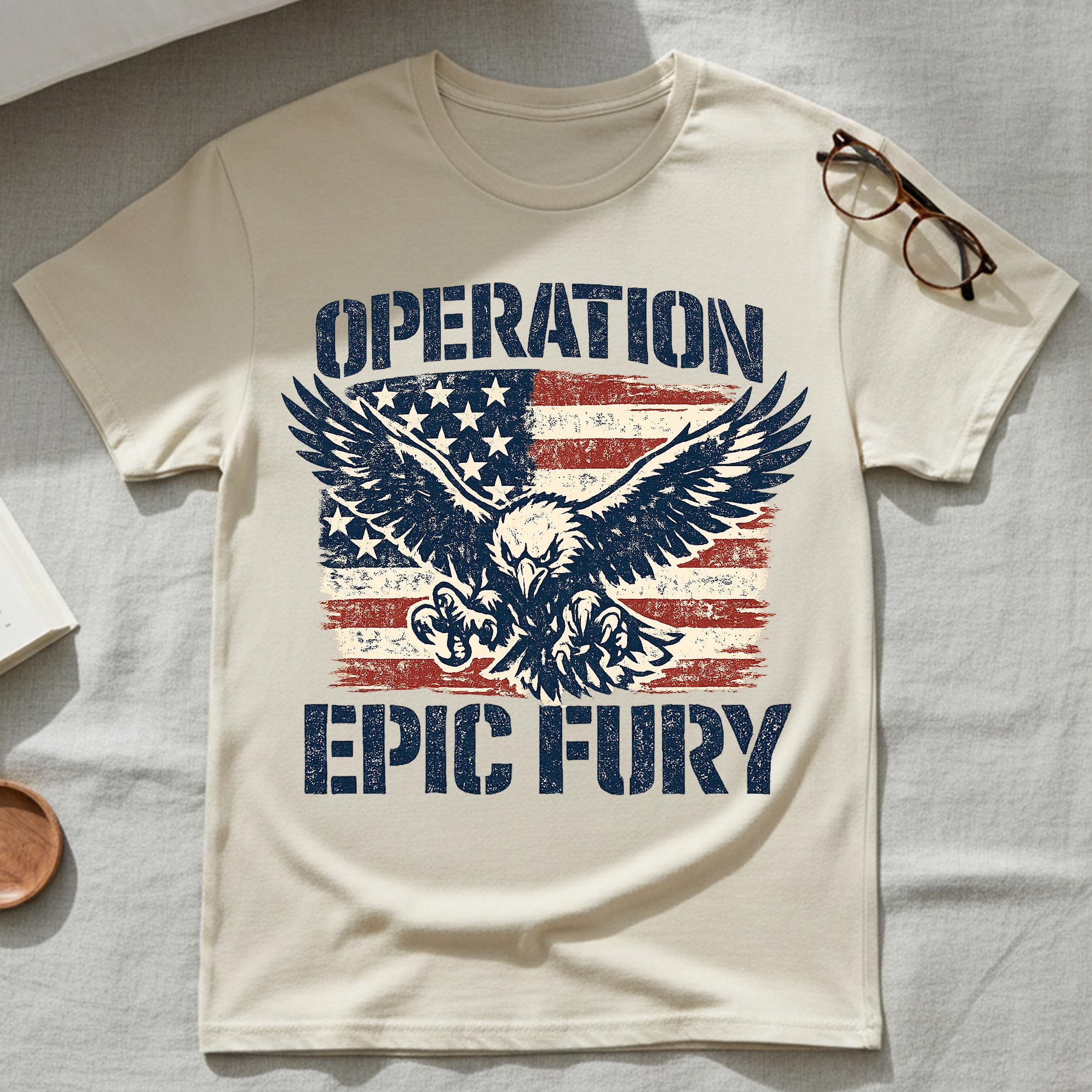 Operation Epic Fury Shirt, Fictional Military Style Eagle Emblem Tee ...