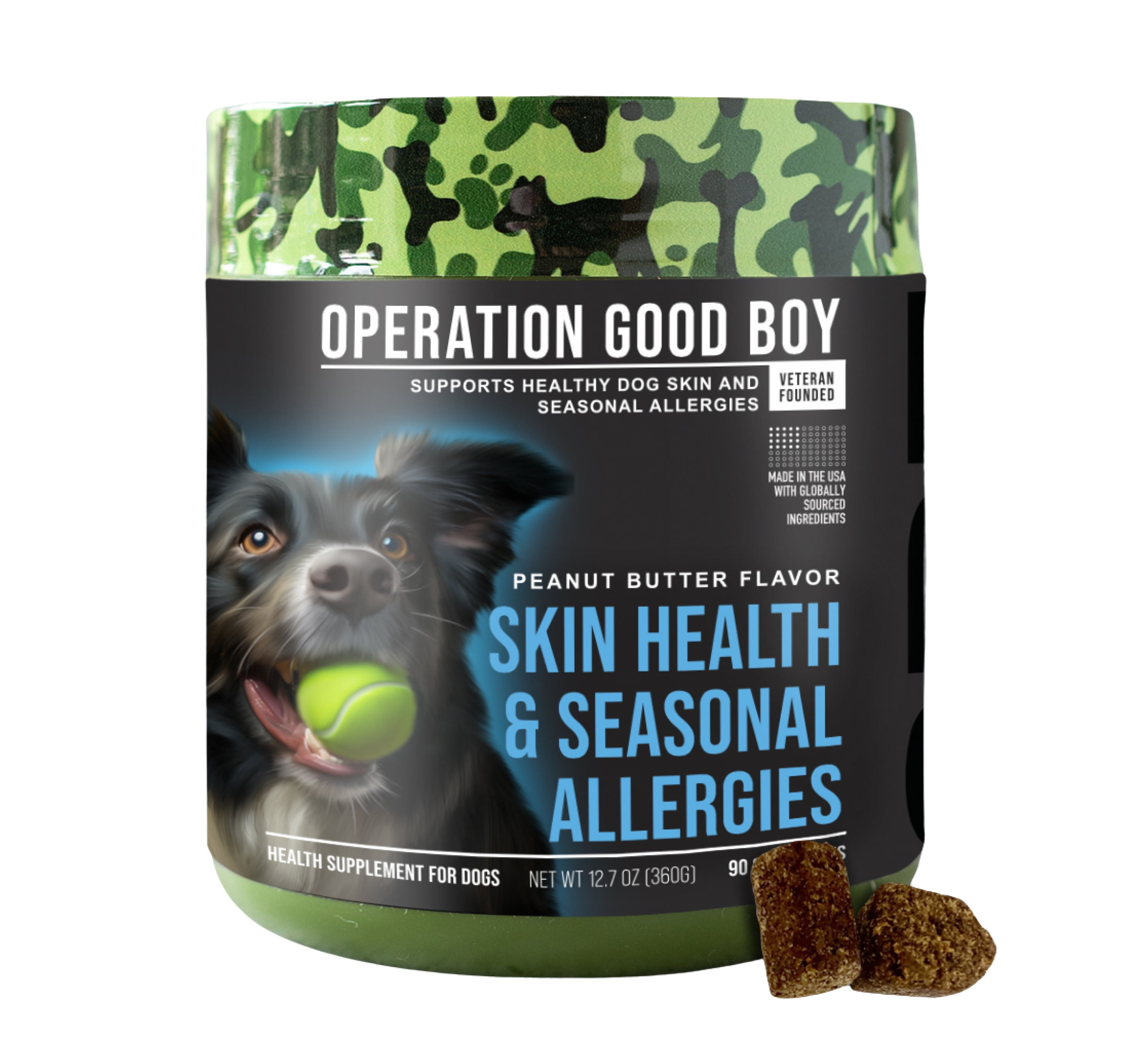Operation Good Boy Allergy & Skin Health Relief Bites for Dogs, Peanut ...