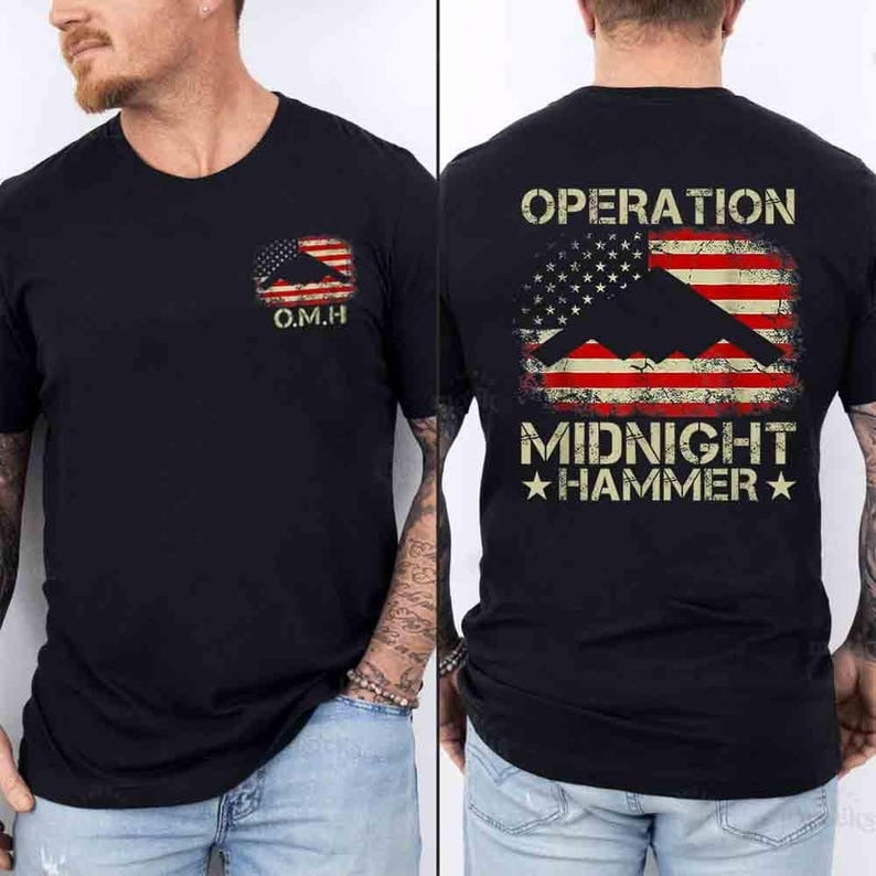 Operation Midnight Hammer T-Shirt – B2 Stealth Bomber USAF Patriotic ...