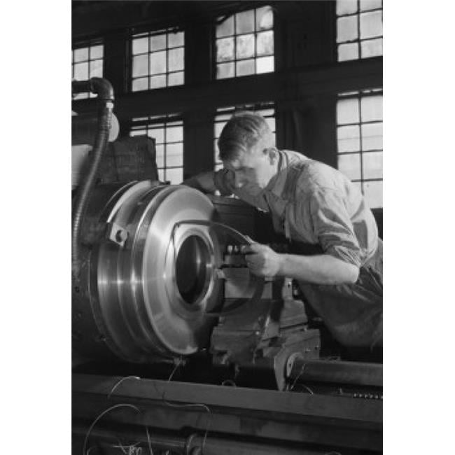 Operator Gauging Work in A High Speed Engine Lathe Poster Print, 24 x ...