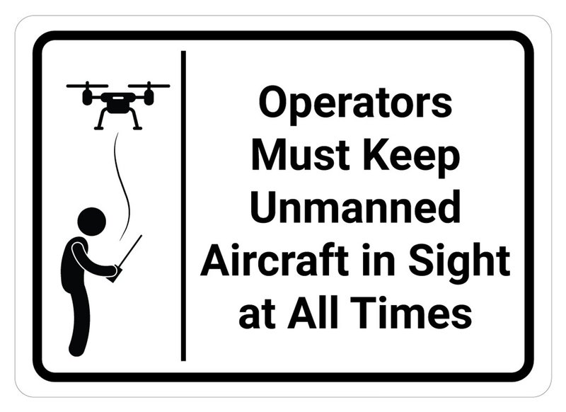 Operators Must Keep Unmanned Aircraft In Sign At All Times 8X12 Tin ...