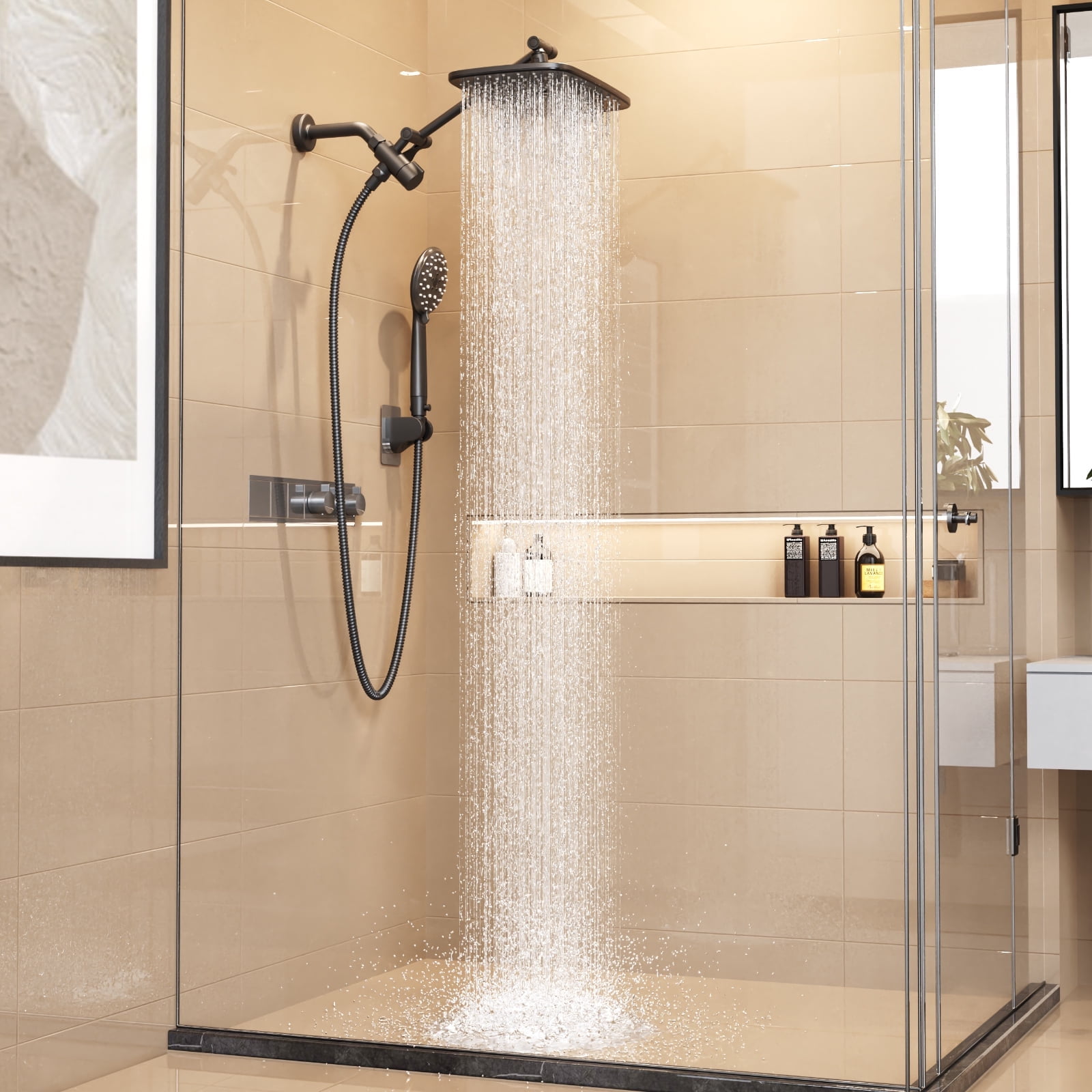 Ophanie 12 Inch High Pressure Rain Shower Head Combo with Adjustable ...