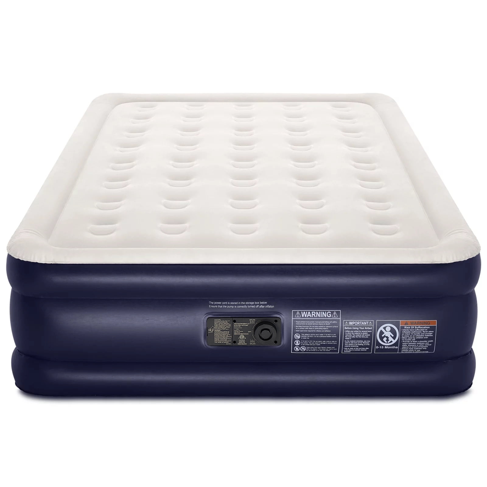 18 inch Queen Size Inflatable Air Mattress with Built-in Pump, Indoor ...